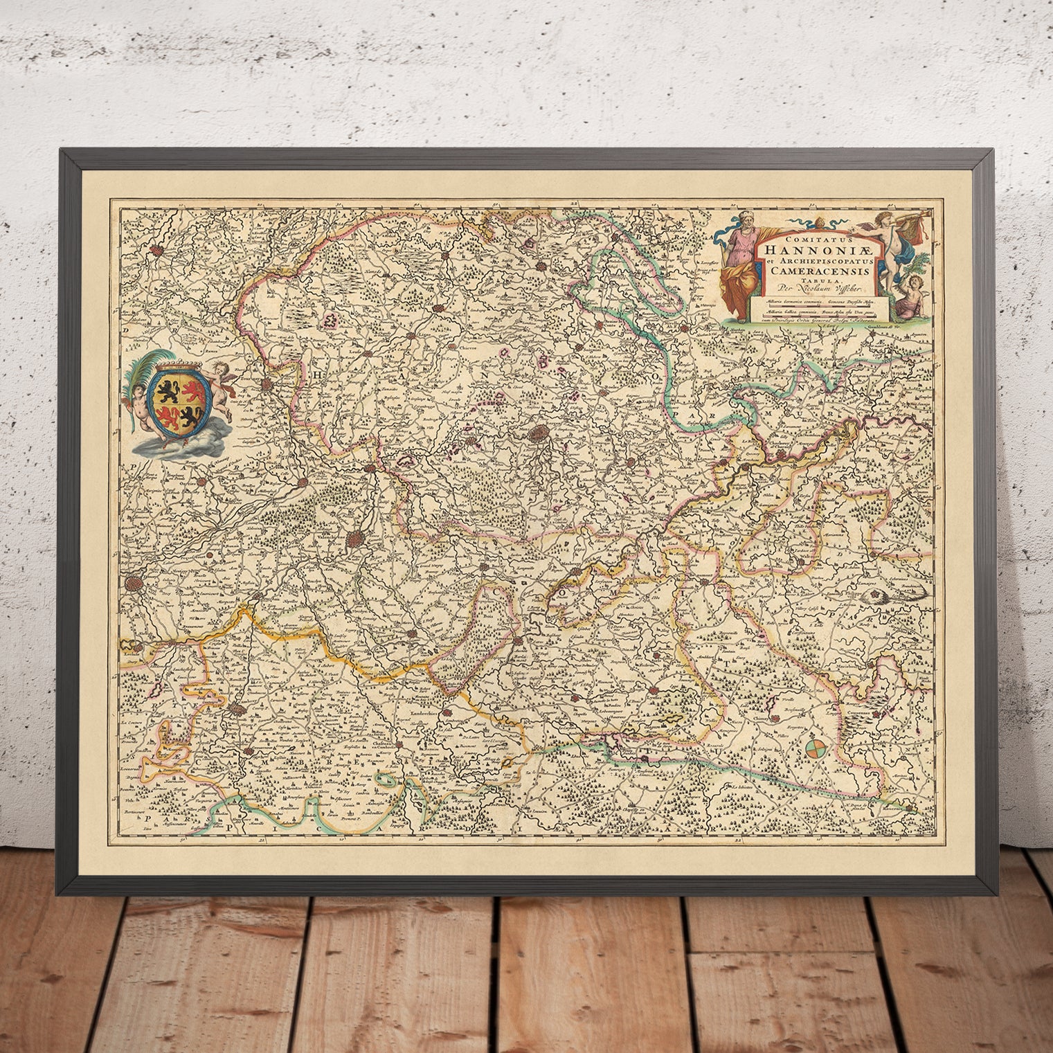 Alte Karte des Kreises Hainaut & Erzbistums Cambrai von Visscher, 1690 ...