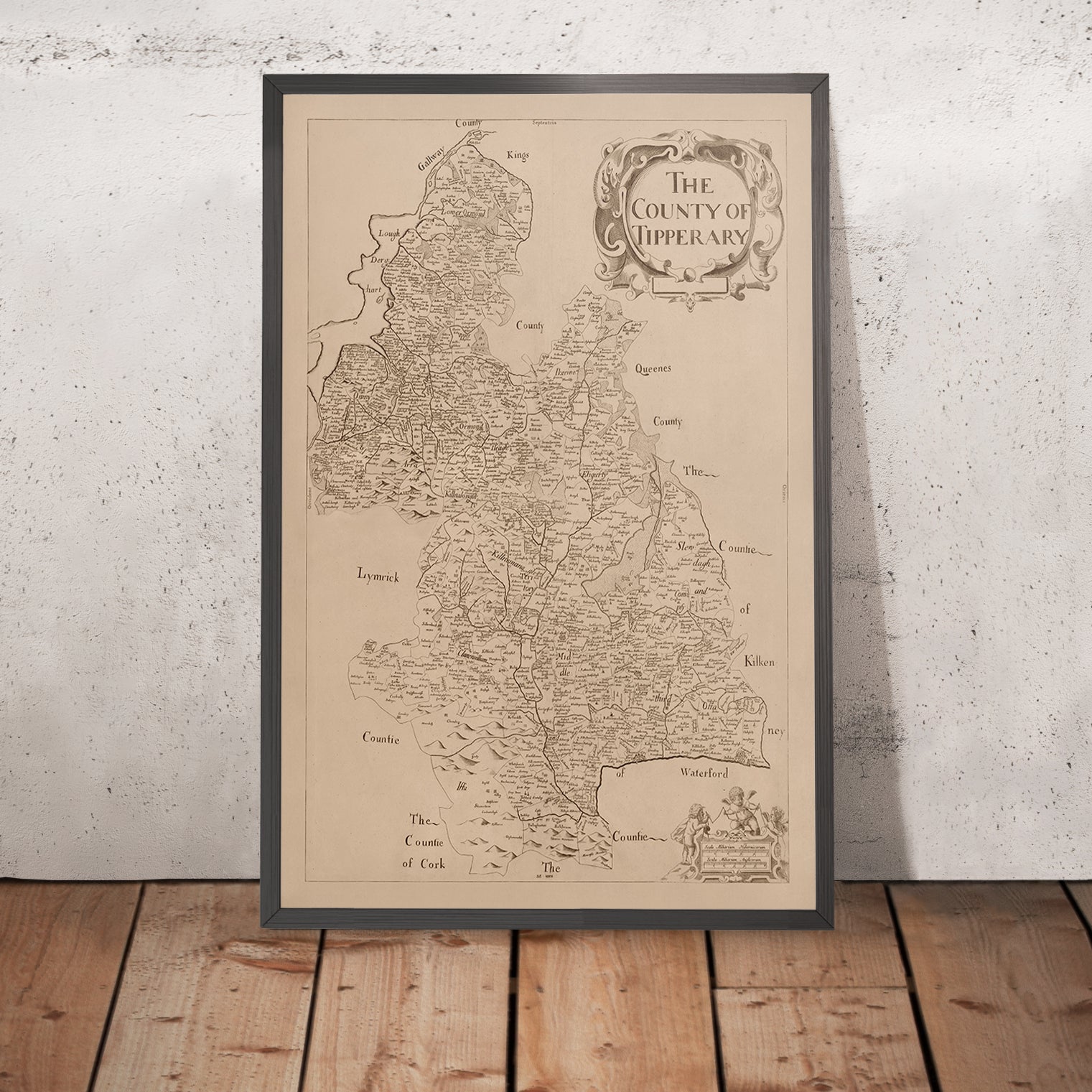 Old Map of County Tipperary by Petty, 1685: Cashel, Clonmel, Fethard ...