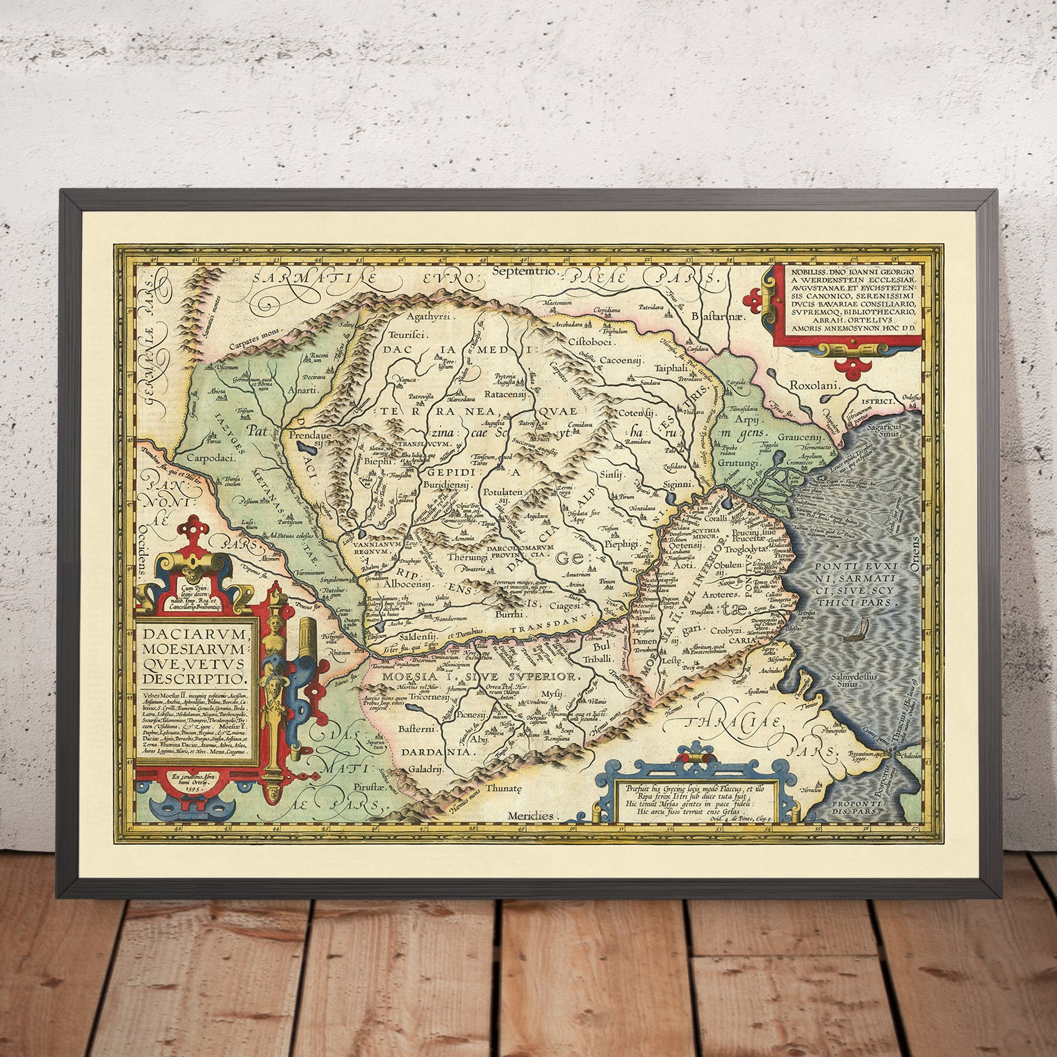 Old Map of Romania and Bulgaria by Ortelius, 1603: Danube River, Carpa ...