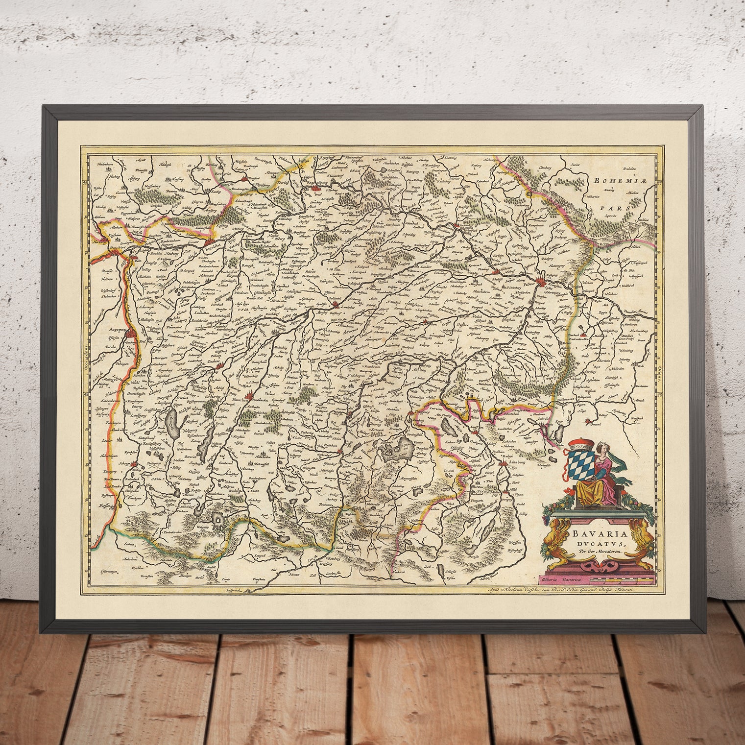 Old Map of Duchy of Bavaria by Visscher, 1690: Regensburg, Ingolstadt ...