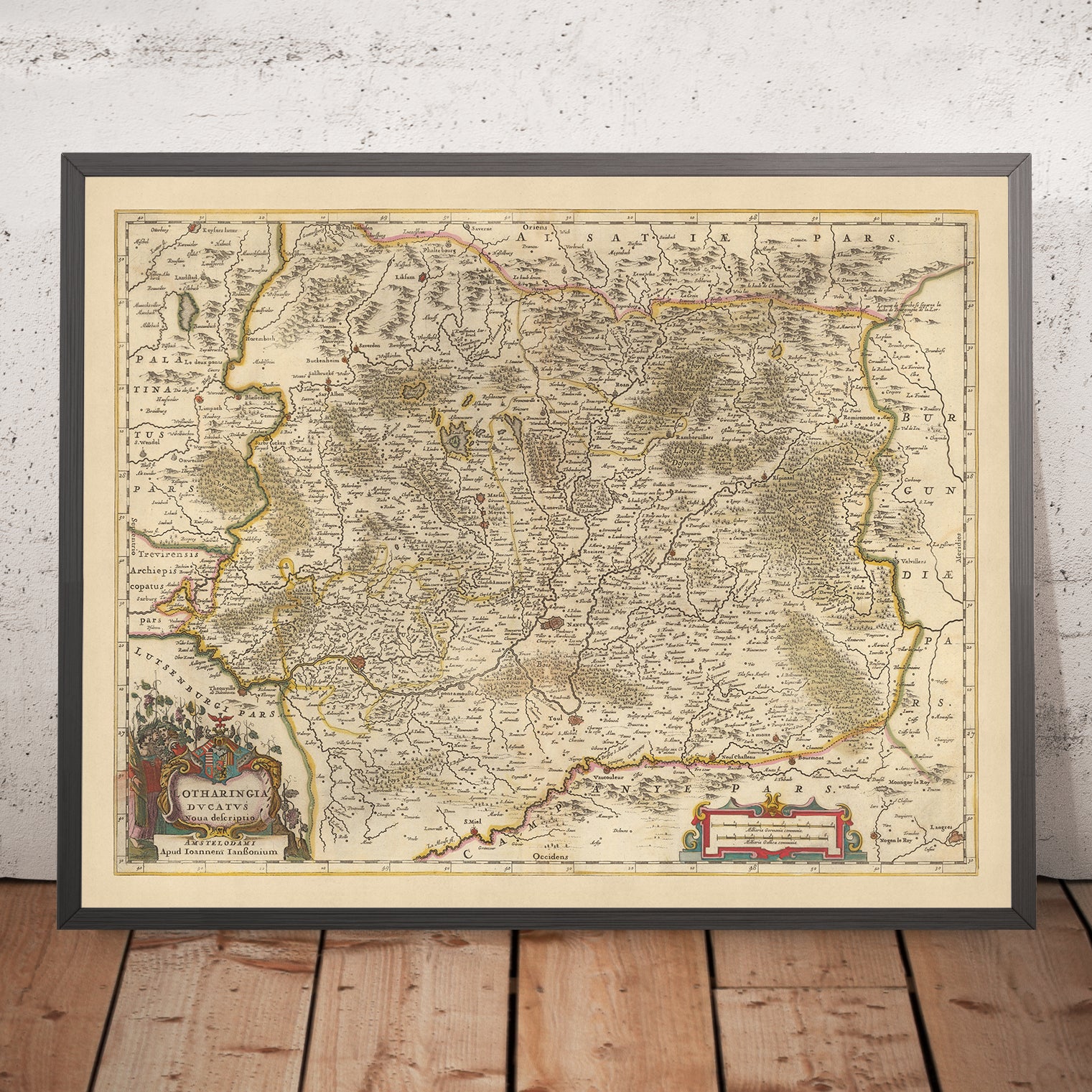 Alte Karte des Herzogtums Lothringen, Frankreich von Visscher, 1690: N ...