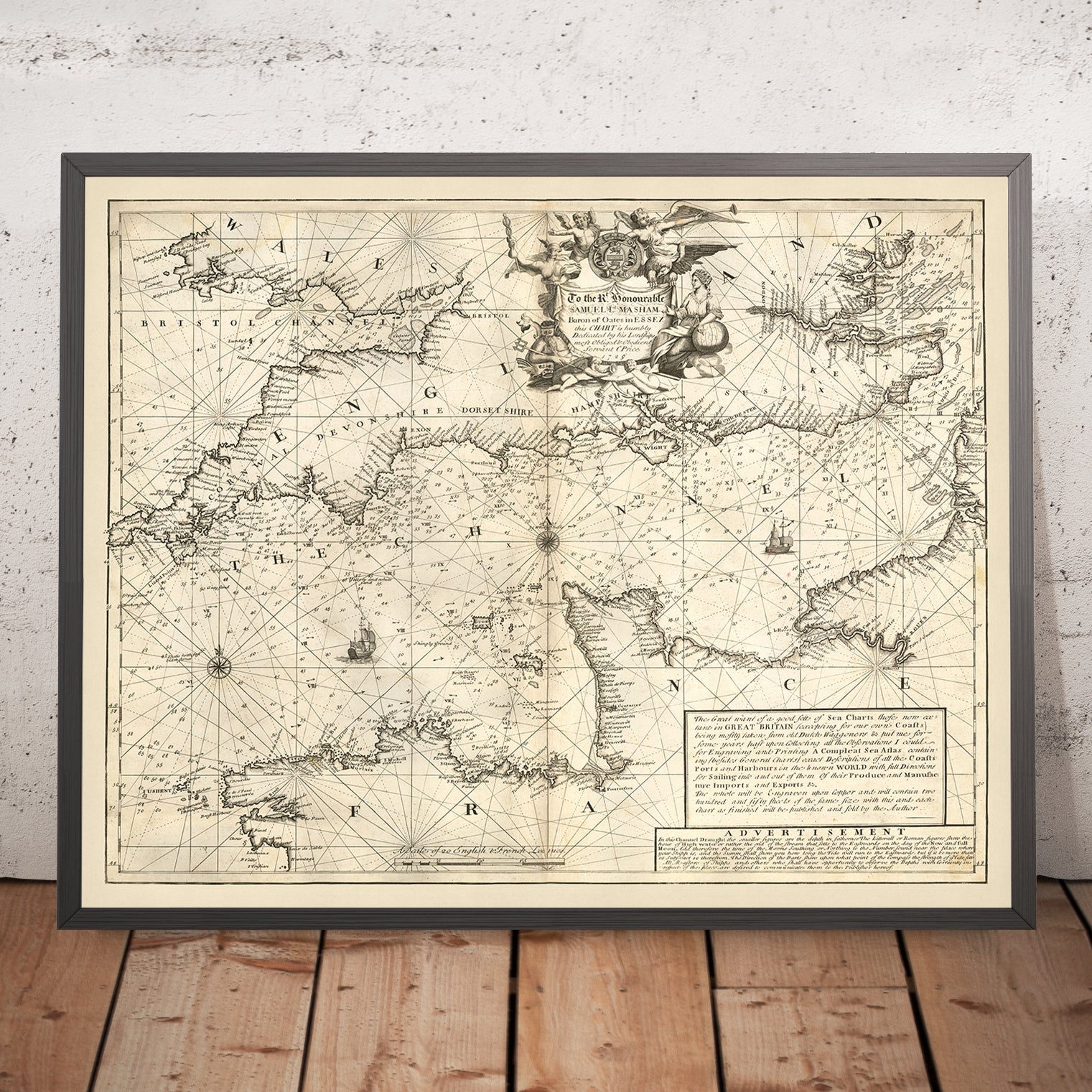 Old Naval Chart of the English Channel by Price, 1729: La Manche, Lond ...