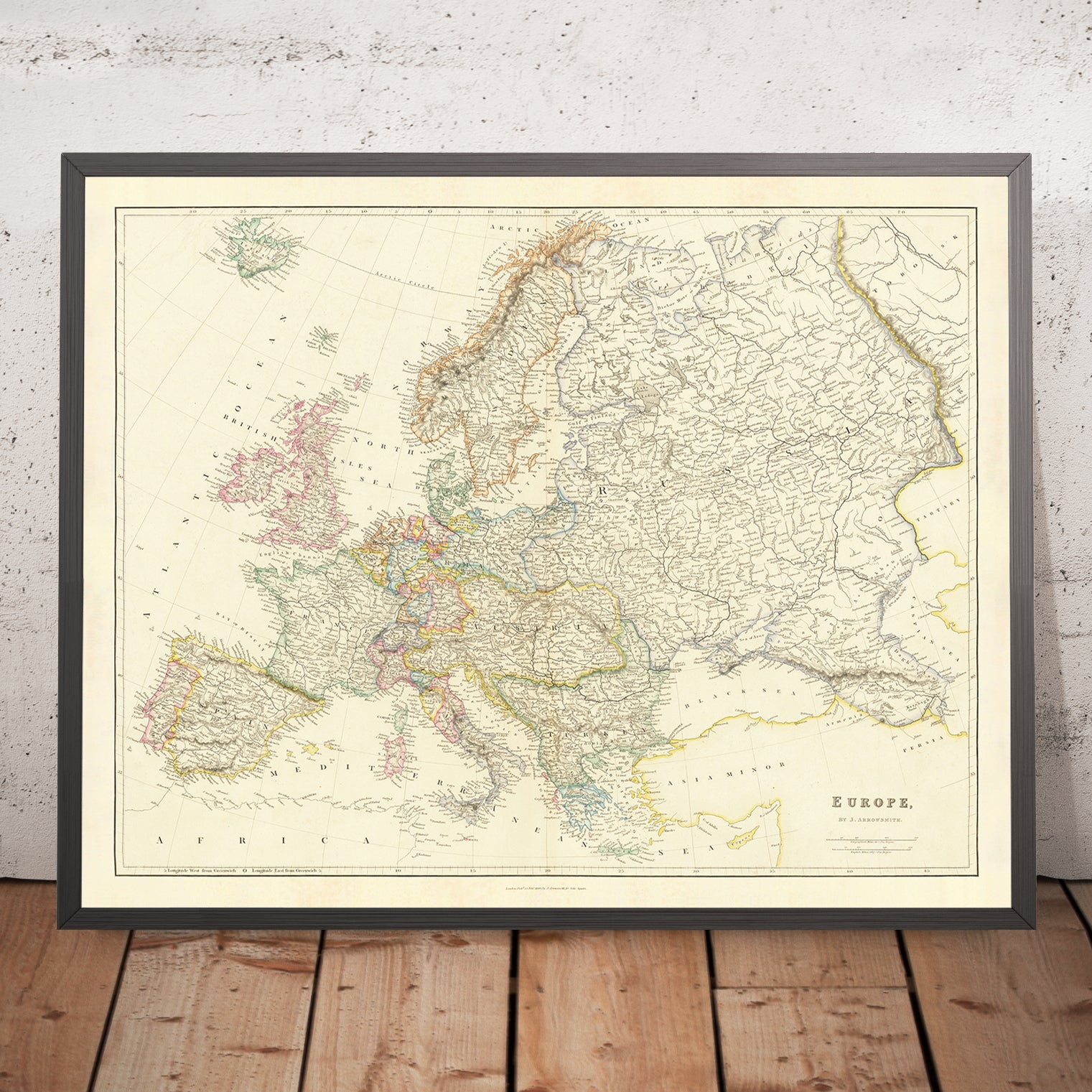 Old Map of Europe by Arrowsmith, 1840: Mid-19th Century Political Land ...