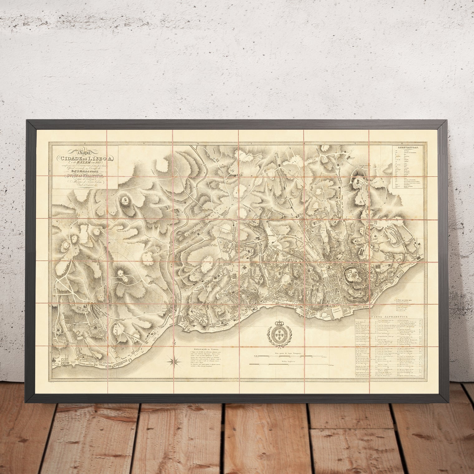 Old Military Map of Lisbon, 1814: Jerónimos, Castelo de S. Jorge, Praç ...
