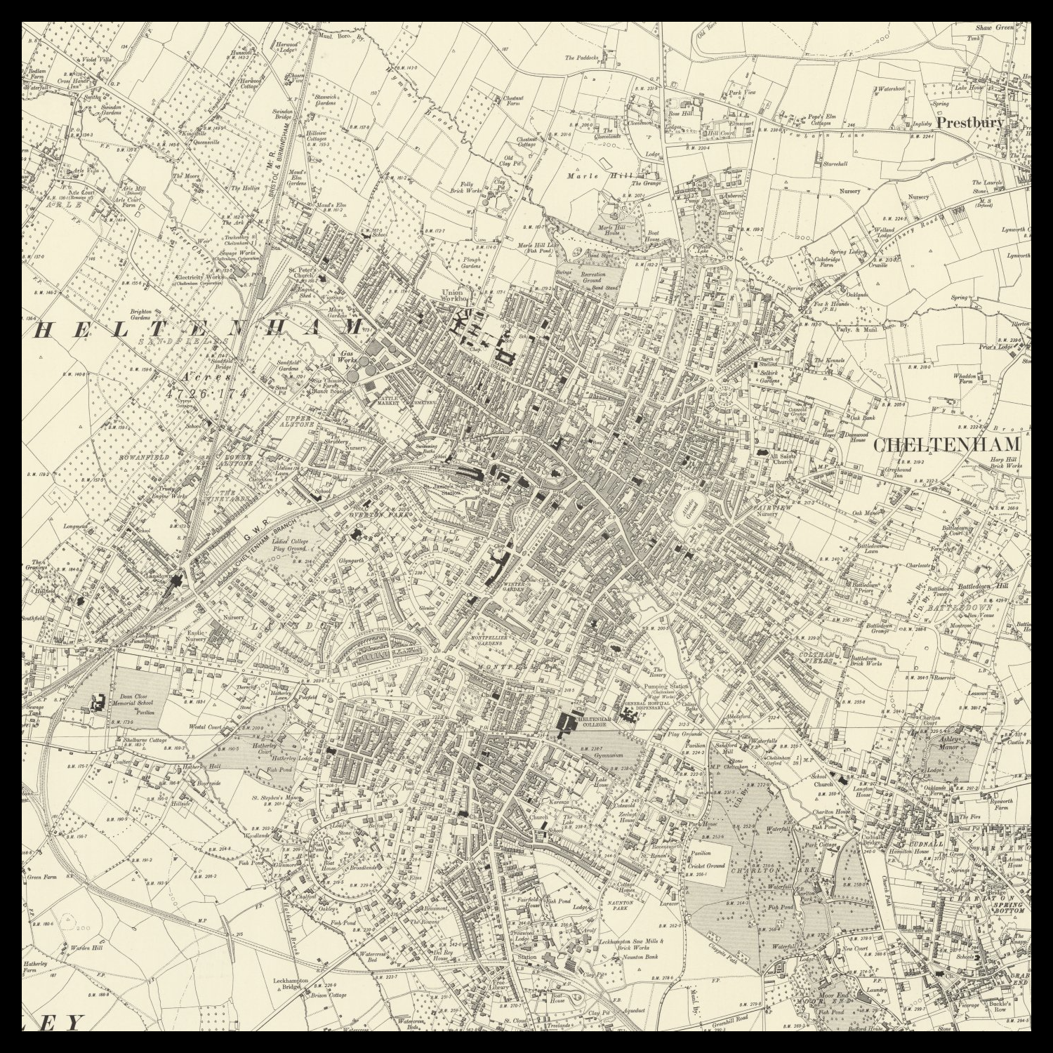 Personalised Old Map of Cheltenham – The Unique Maps Co.