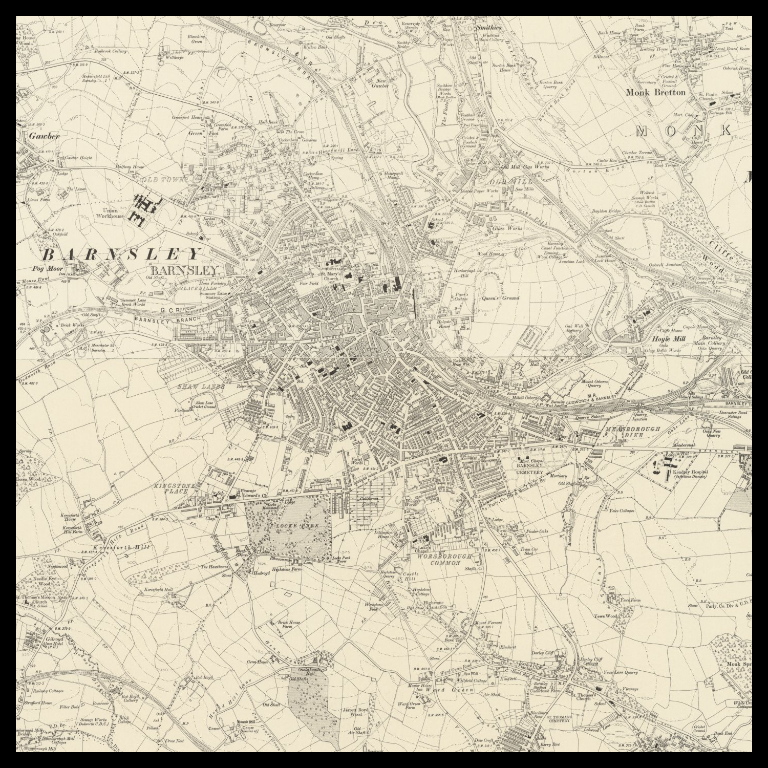 Personalised Old Map of Barnsley – The Unique Maps Co.