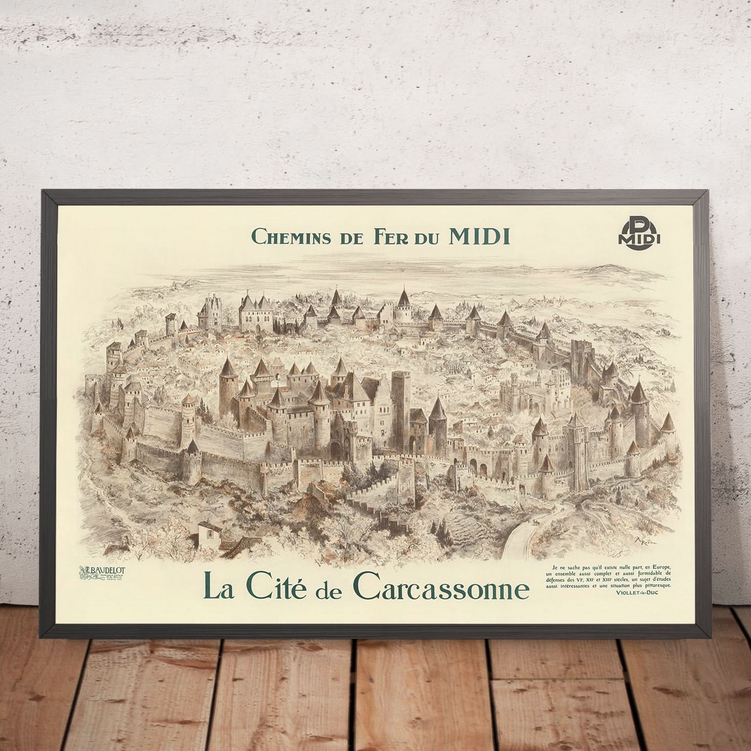 Carcassonne Travel Poster: La Cité by Albert Robida – The Unique Maps Co.