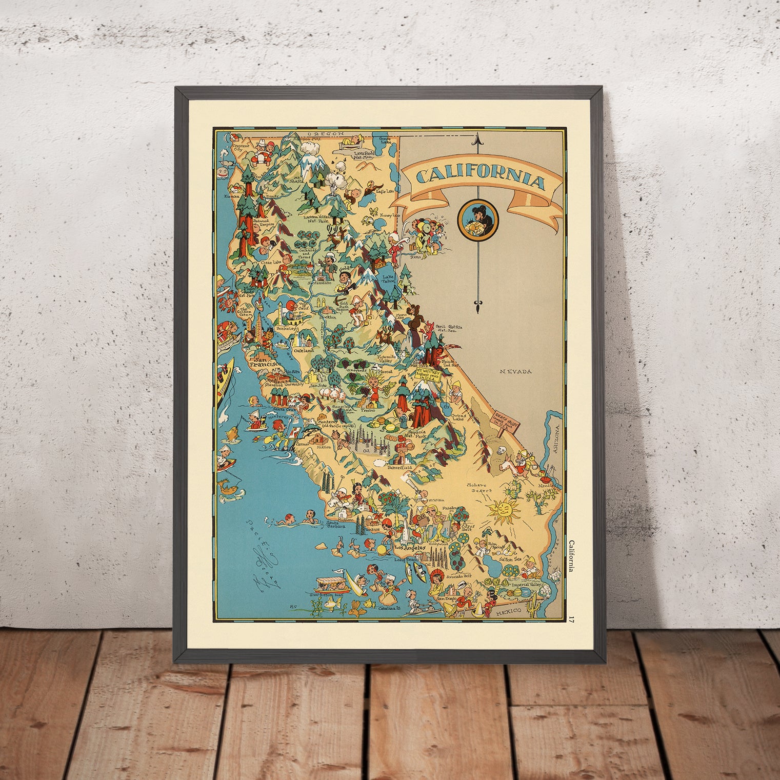 Pictorial Map of California by Ruth Taylor White, 1935: Los Angeles, S ...