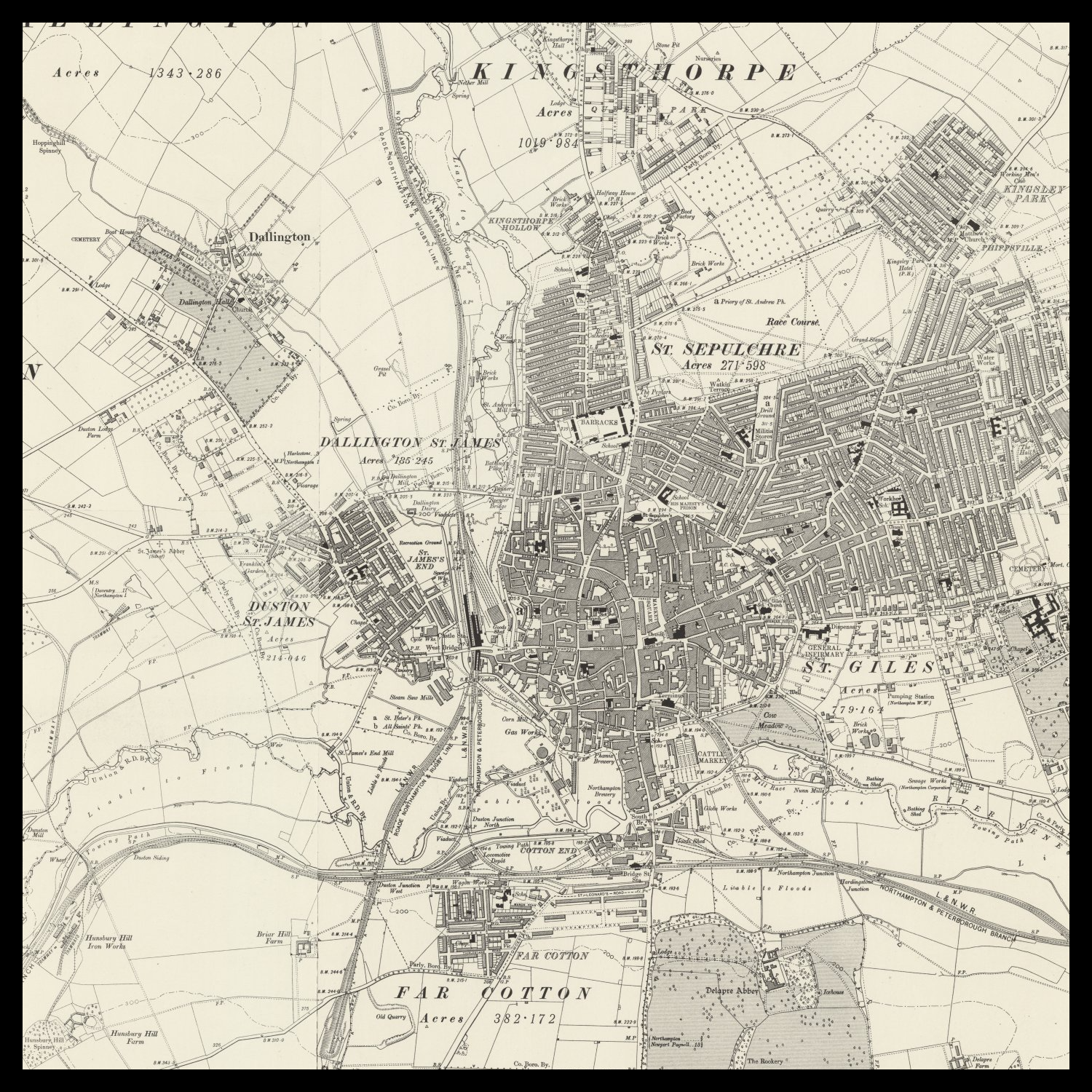 Personalised Old Map of Northampton – The Unique Maps Co.