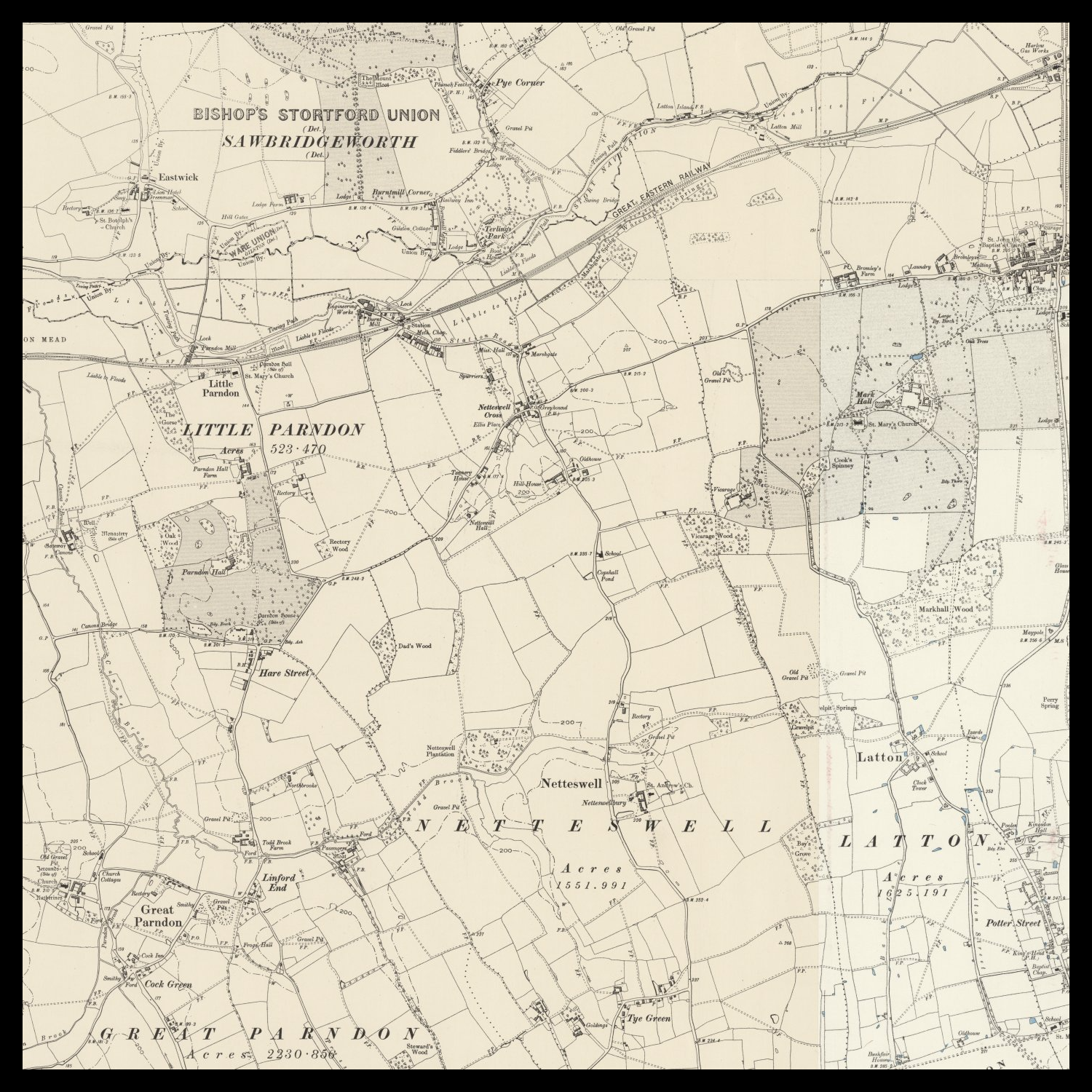 Personalised Old Map of Harlow – The Unique Maps Co.