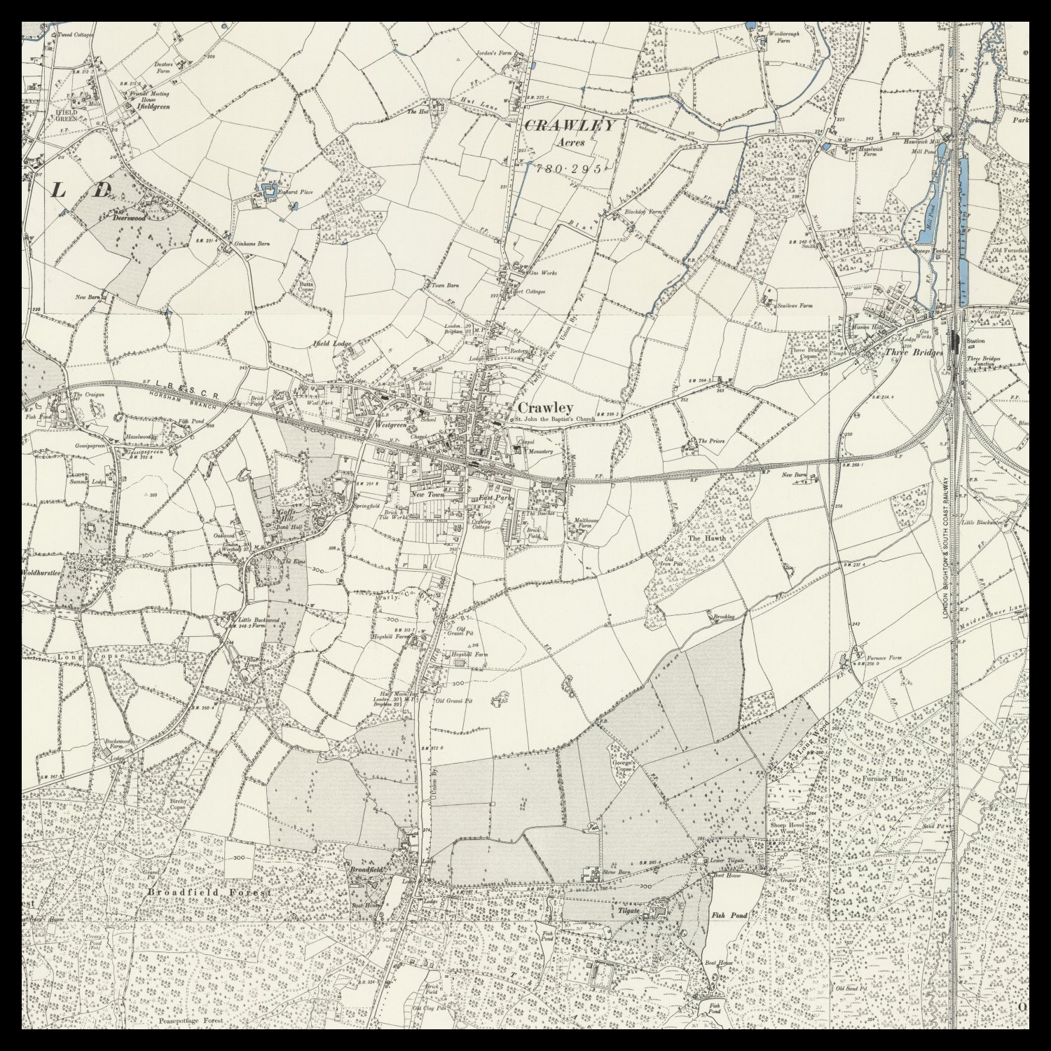 Personalised Old Map of Crawley – The Unique Maps Co.