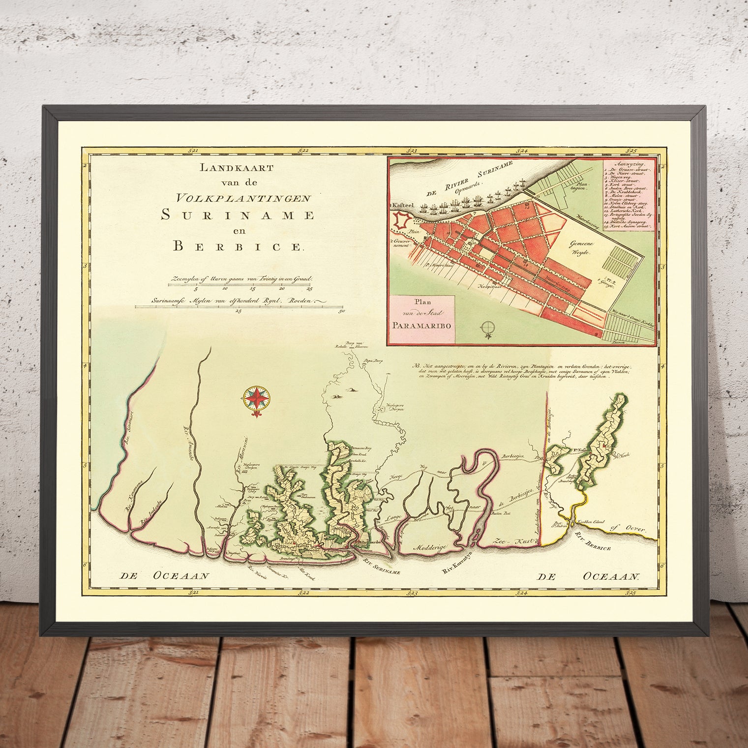 Rare Colonial Map of Suriname & Berbice by Tirion, 1760: Paramaribo In ...