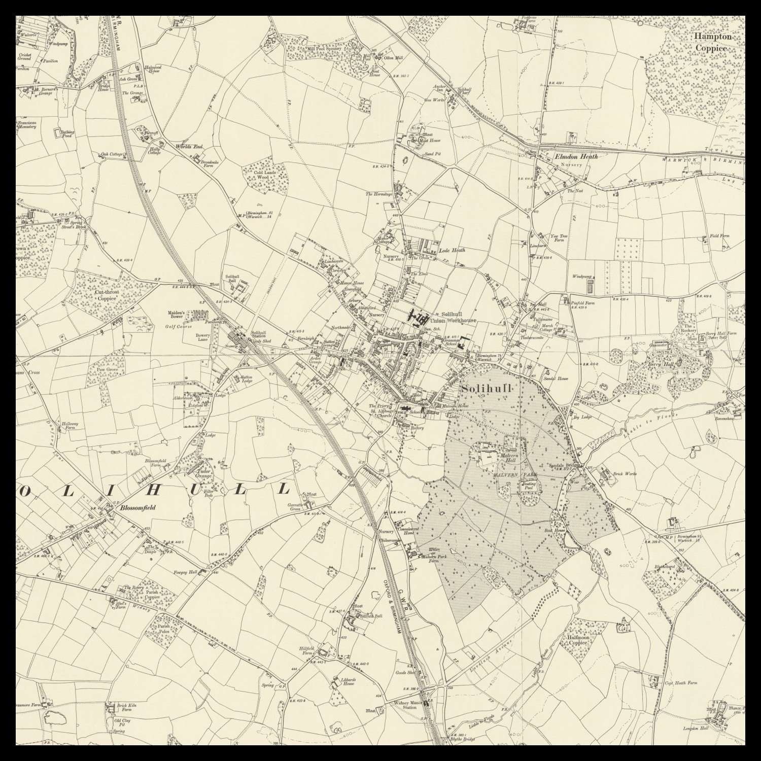 Personalised Old Map of Solihull – The Unique Maps Co.