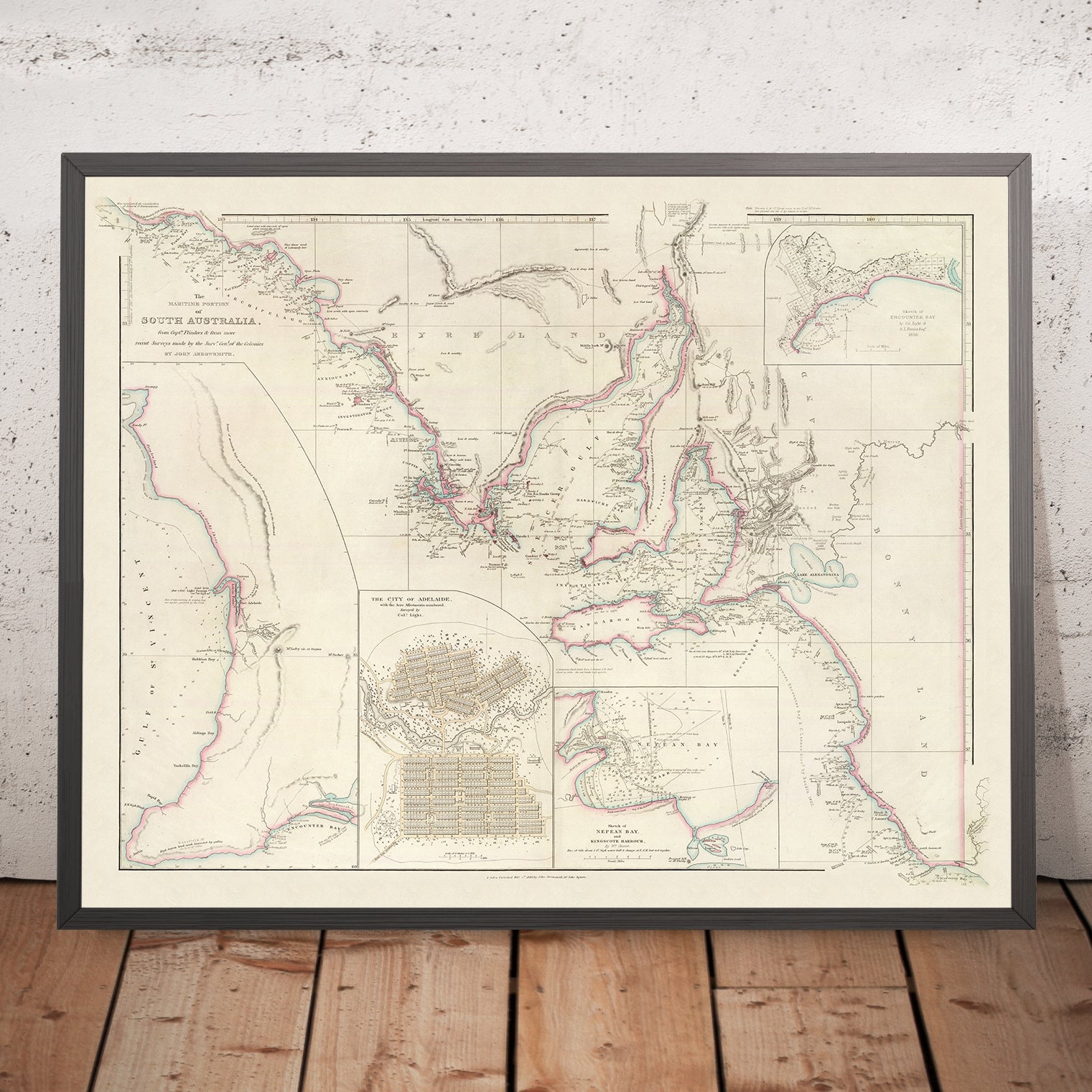 Old South Australia Nautical Chart by Arrowsmith, 1844: Adelaide, Gulf ...
