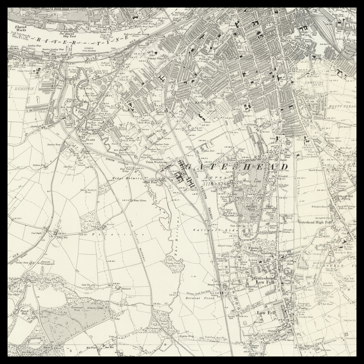 Personalised Old Map of Gateshead – The Unique Maps Co.