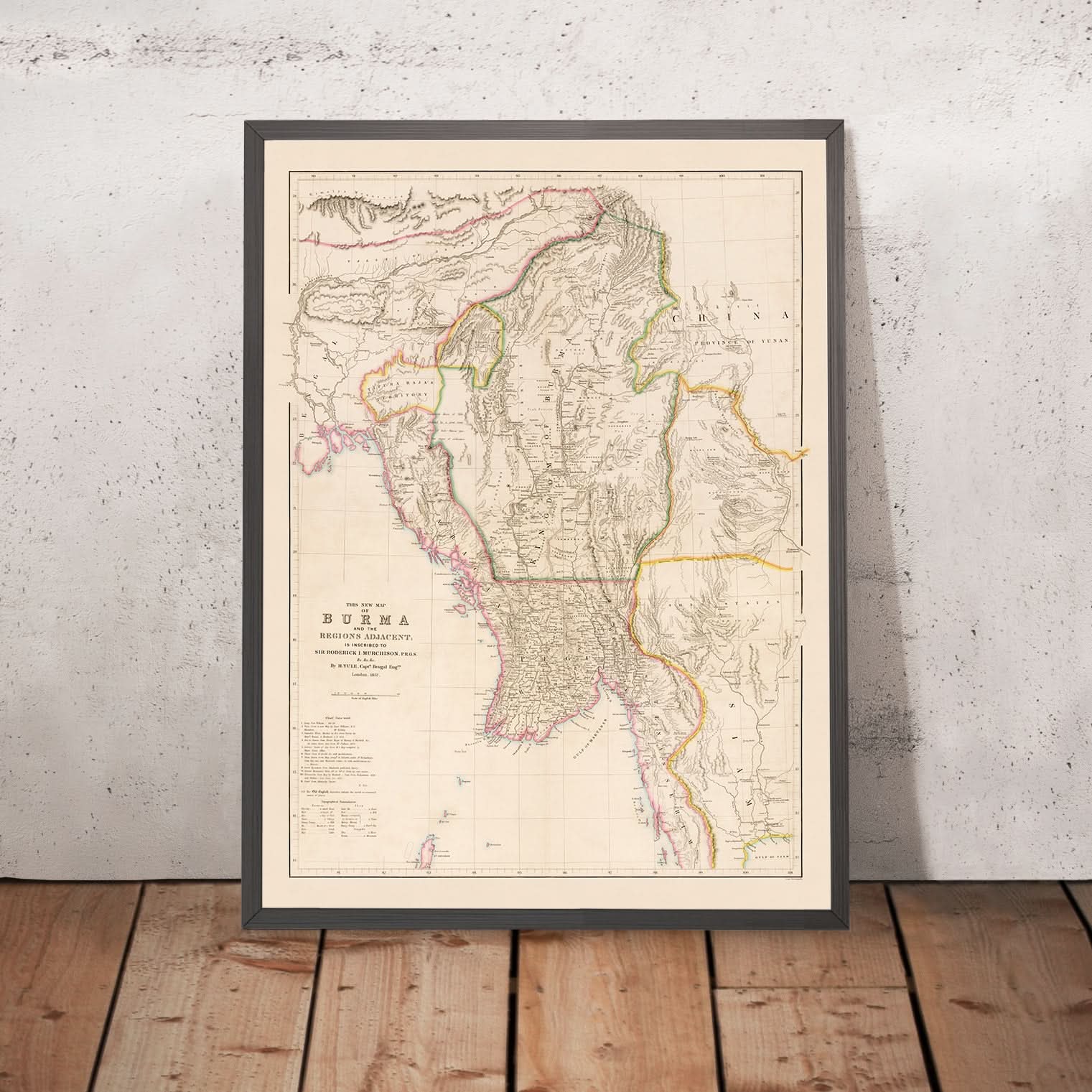 Old Map of Burma (Myanmar) by Arrowsmith, 1857: Irrawaddy, Salween, Ya ...