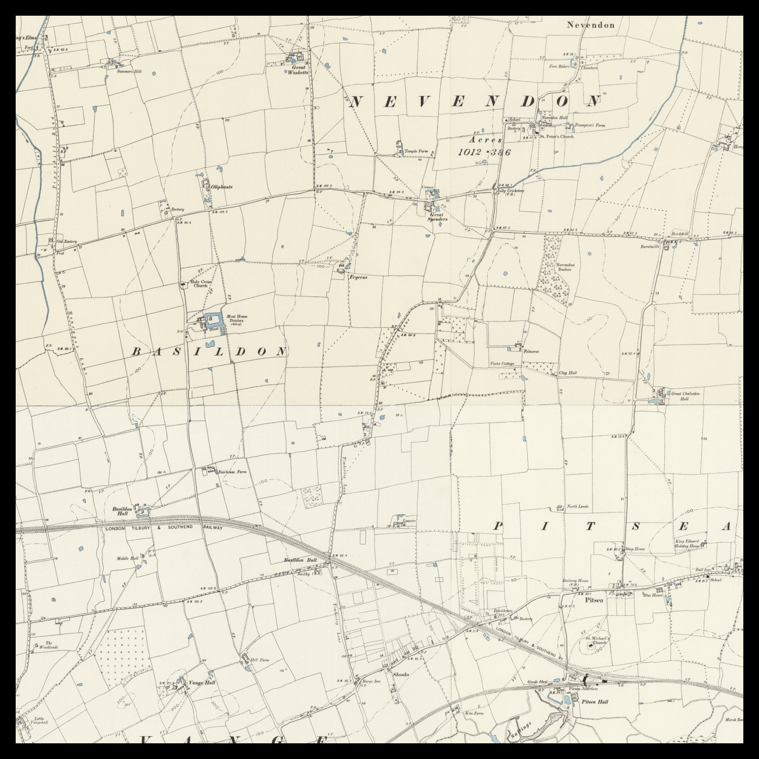 Personalised Old Map of Basildon – The Unique Maps Co.