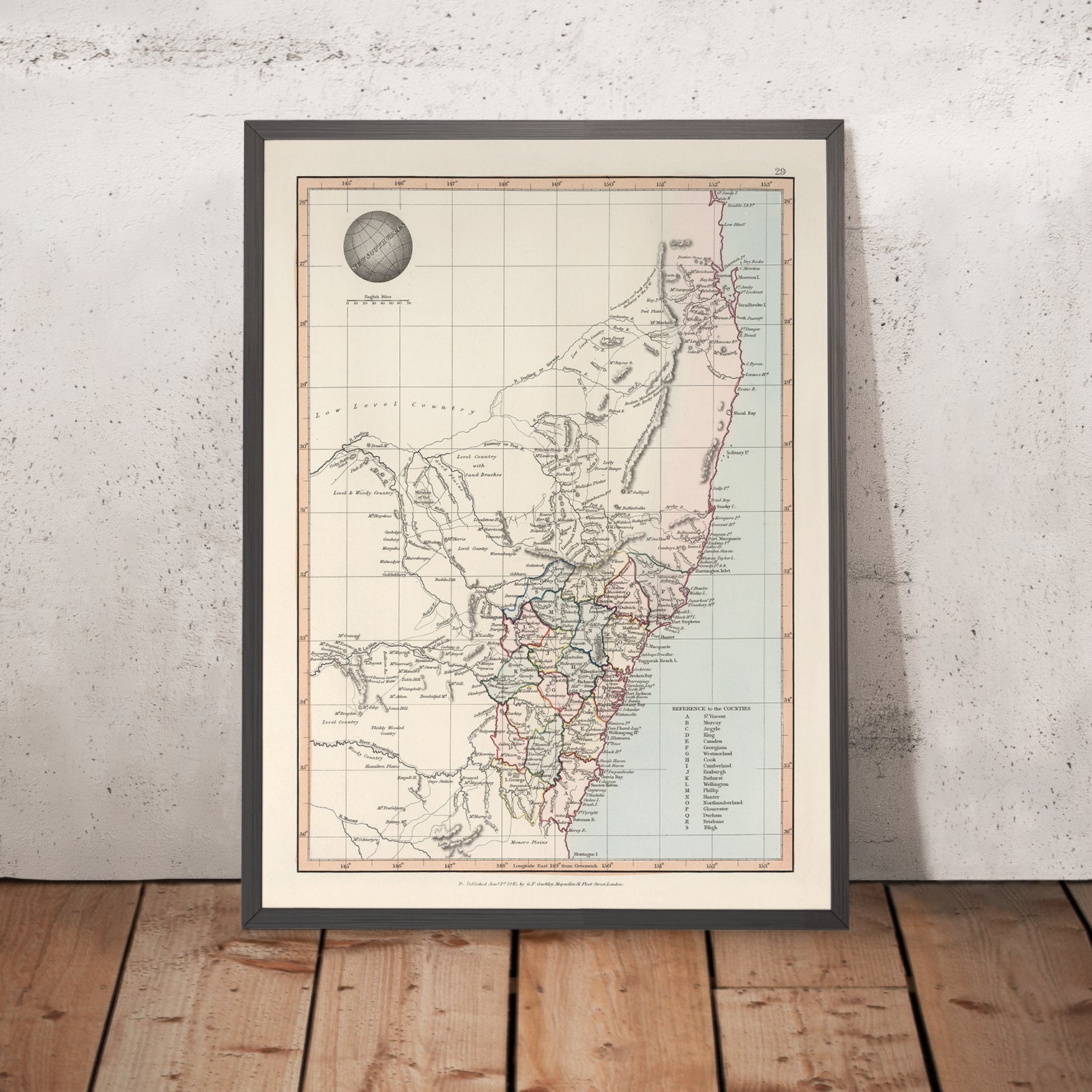 Old Map of New South Wales by Arrowsmith, 1845: Sydney, Newcastle, Riv ...
