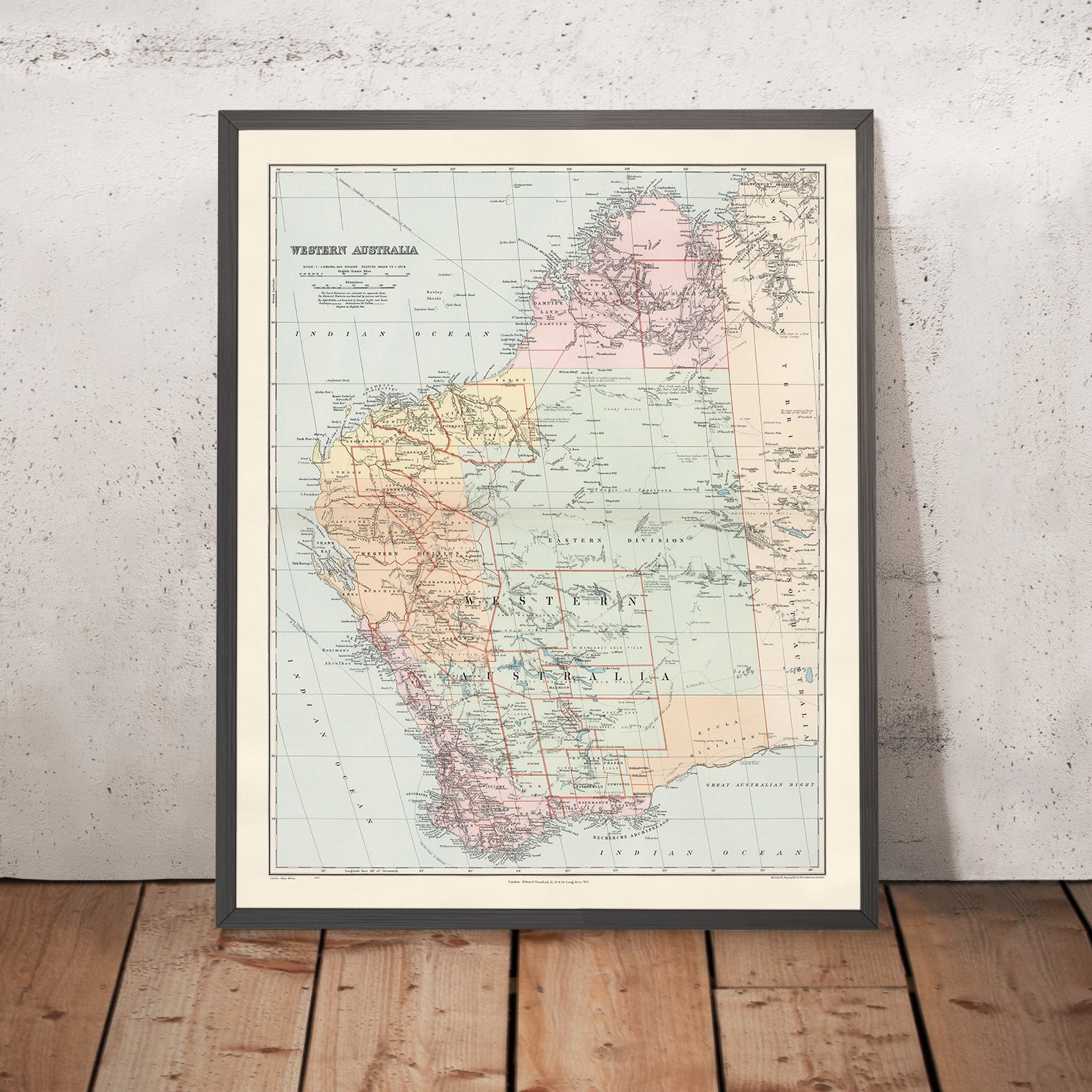 Old Map of Western Australia & the Outback by Edward Stanford, 1904: P ...