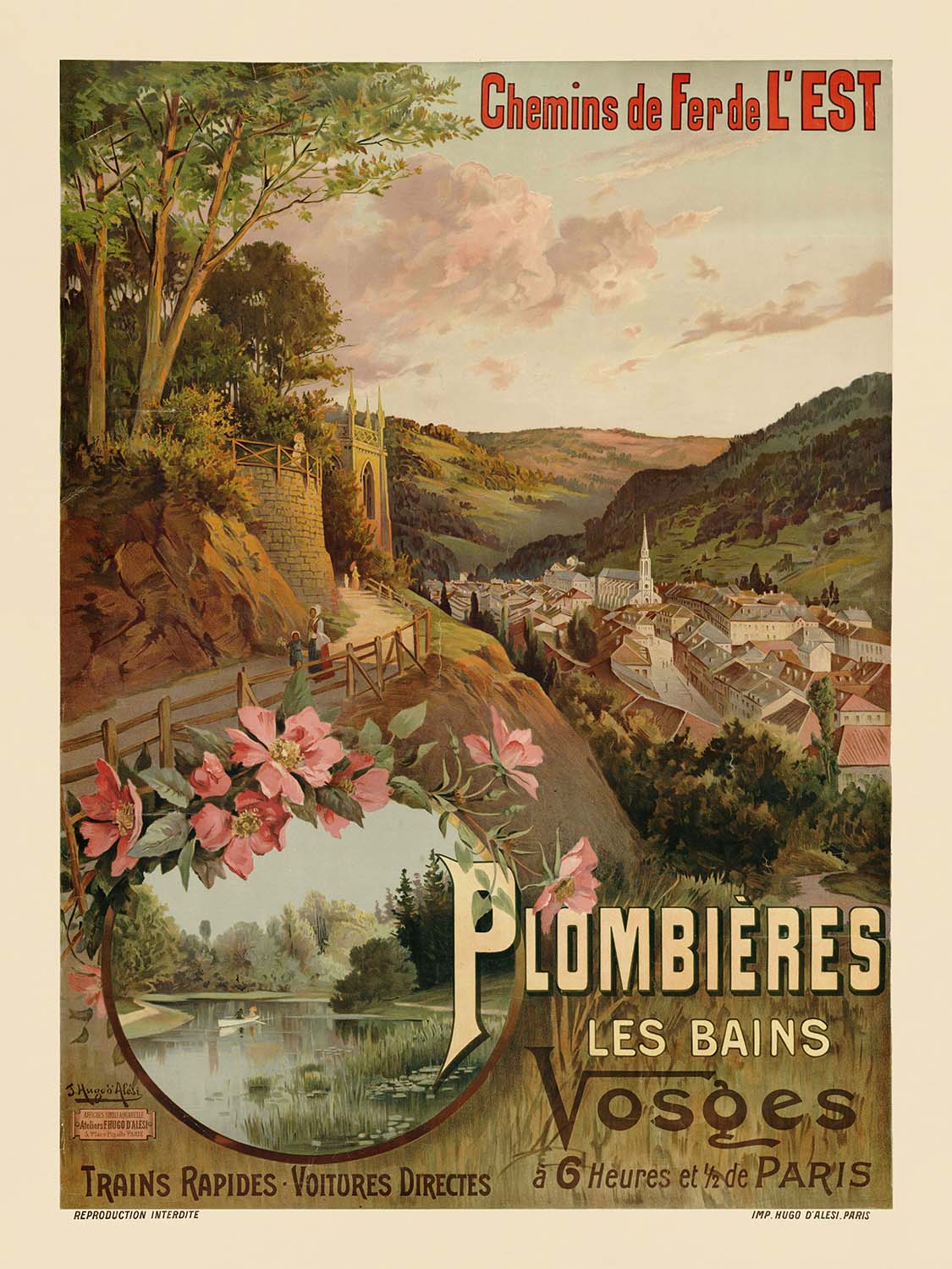 Plombières-les-Bains Travel Poster: Chemins de fer de l’Est by F. Hugo ...