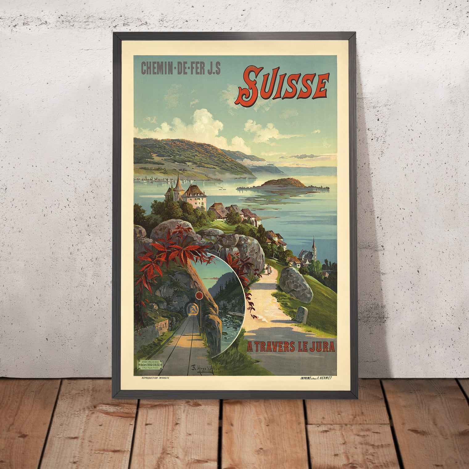 Antique Swiss Travel Poster: A travers le Jura – Suisse, 1895 by Frede ...