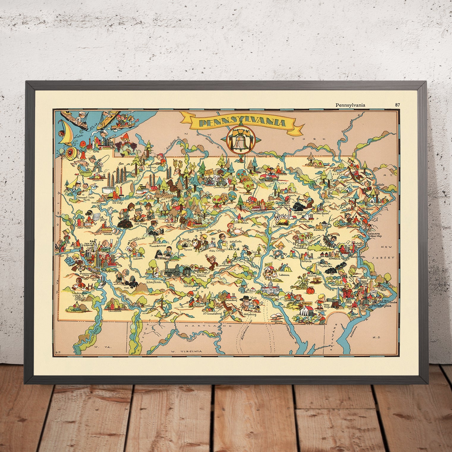 Pictorial Map of Pennsylvania by Ruth Taylor White, 1935: Philadelphia ...