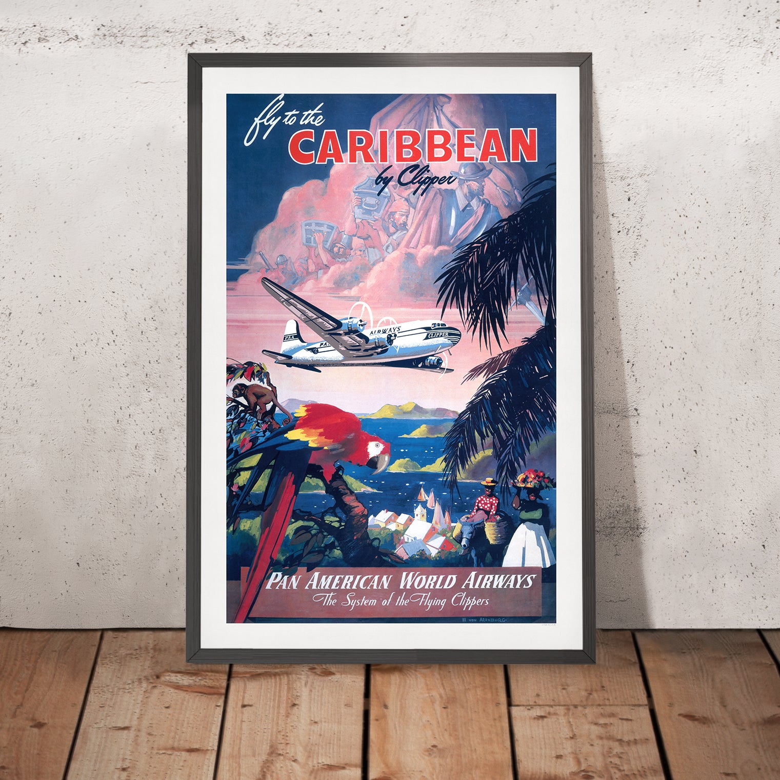 Caribbean Travel Poster: Fly to the Caribbean by Clipper by Mark Von A ...
