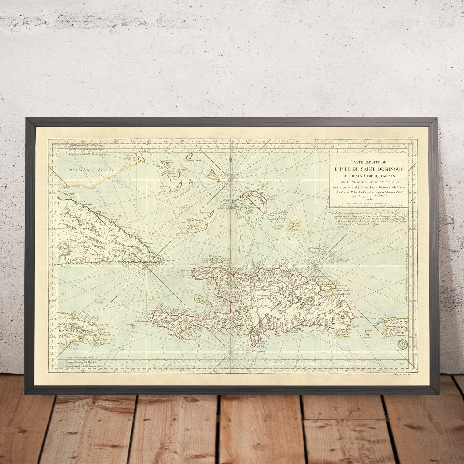 Old Nautical Map of the Caribbean, 1750: Santo Domingo, Haiti, Jamaica ...