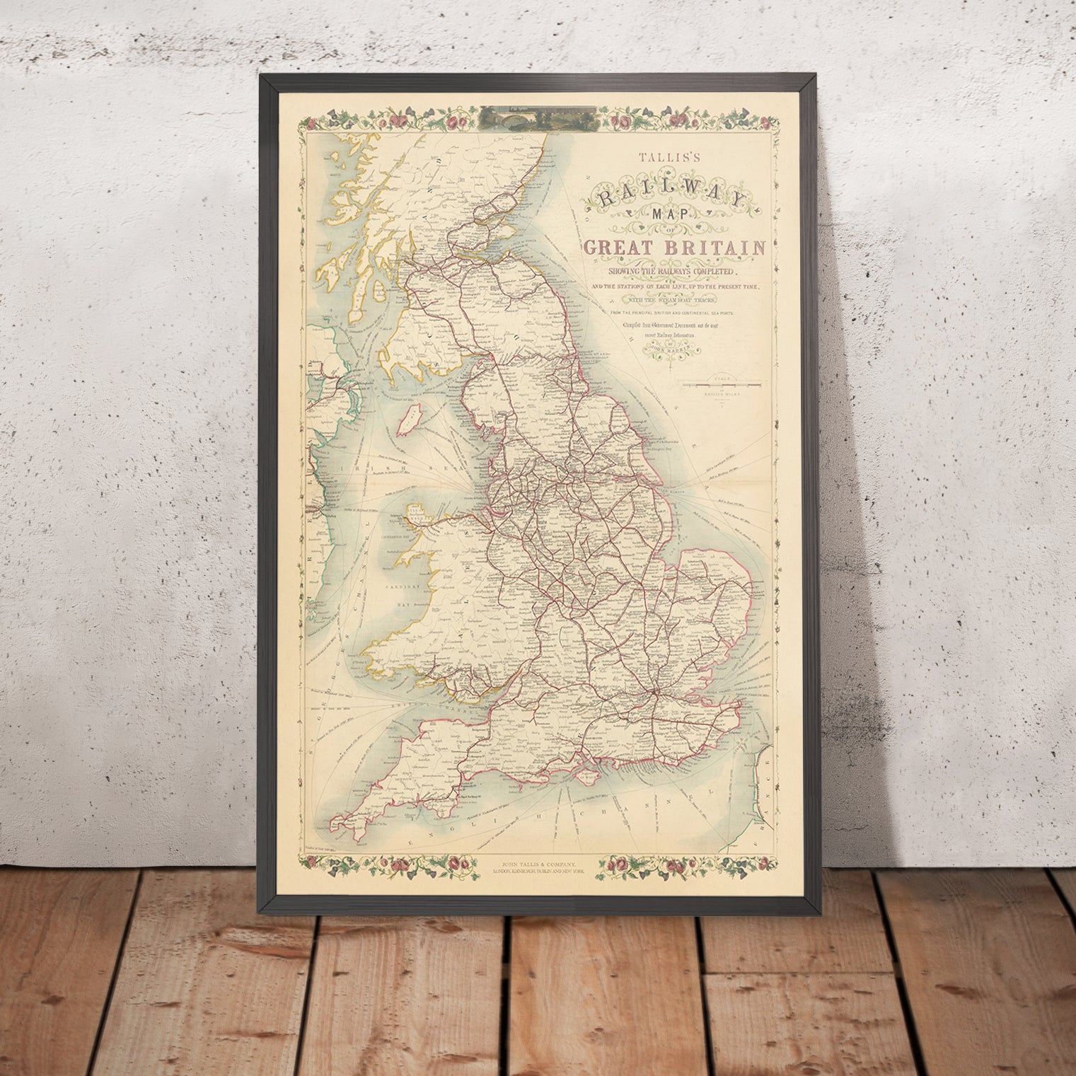Old Railway Map of Great Britain by Tallis, 1850: London, Liverpool, M ...