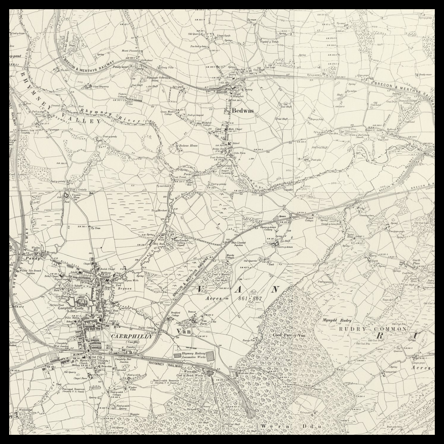 Personalised Old Map of Caerphilly – The Unique Maps Co.