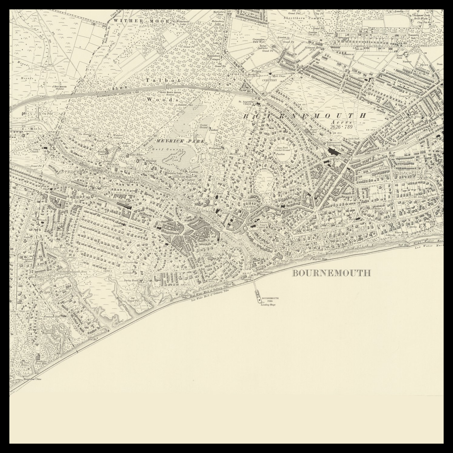 Personalised Old Map of Bournemouth – The Unique Maps Co.