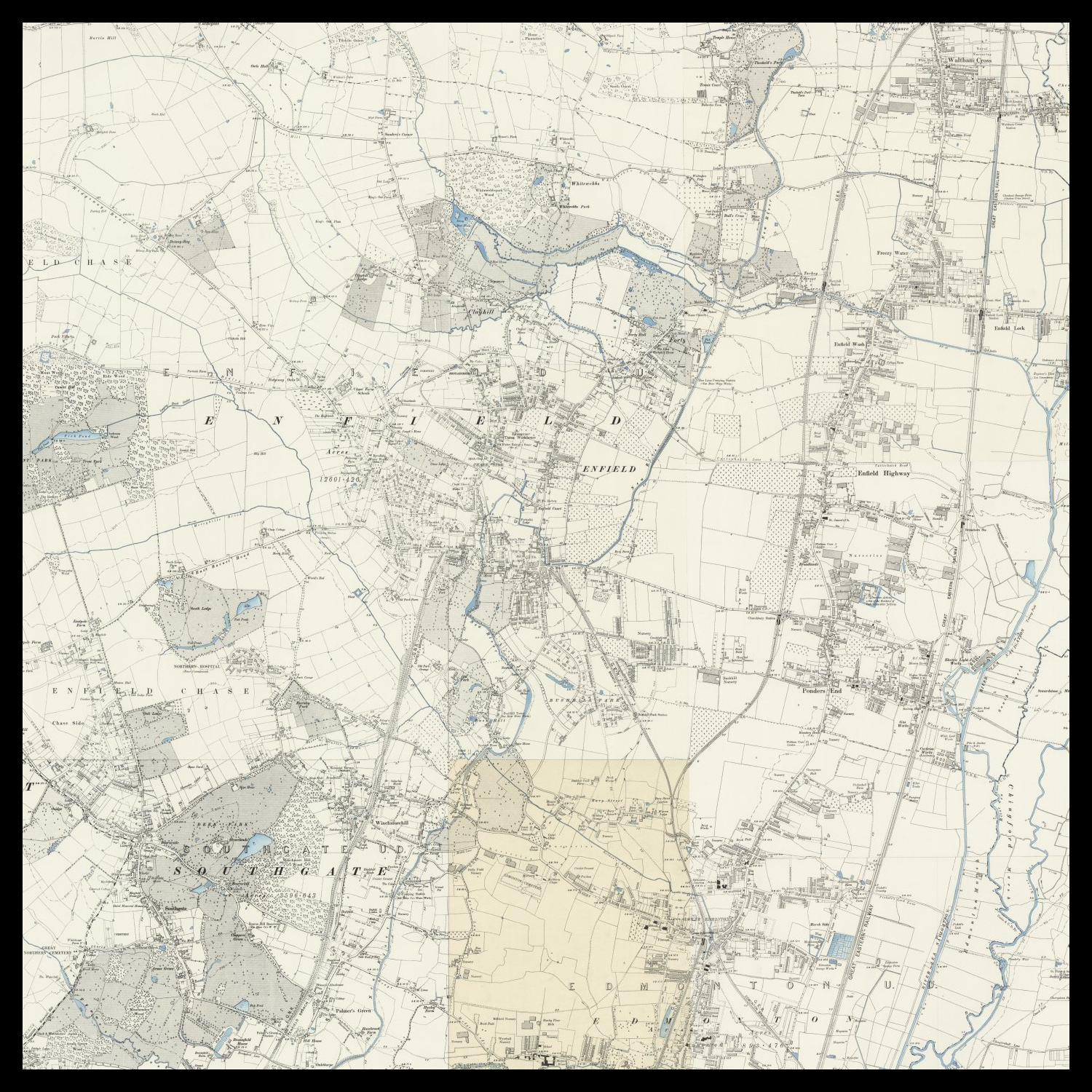 Personalised Old Map of Enfield – The Unique Maps Co.