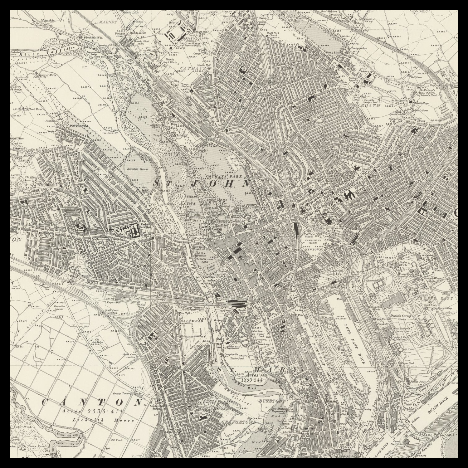Personalised Old Map of Cardiff – The Unique Maps Co.