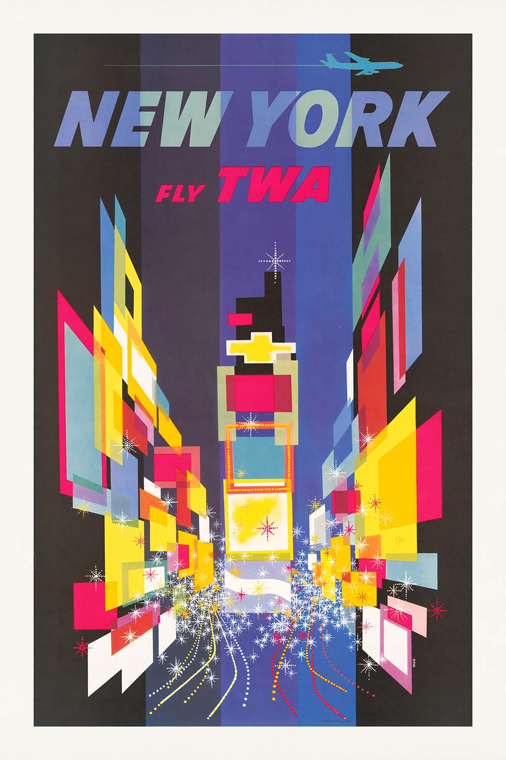 New York Travel Poster: Fly TWA by David Klein, 1960 – The Unique Maps Co.