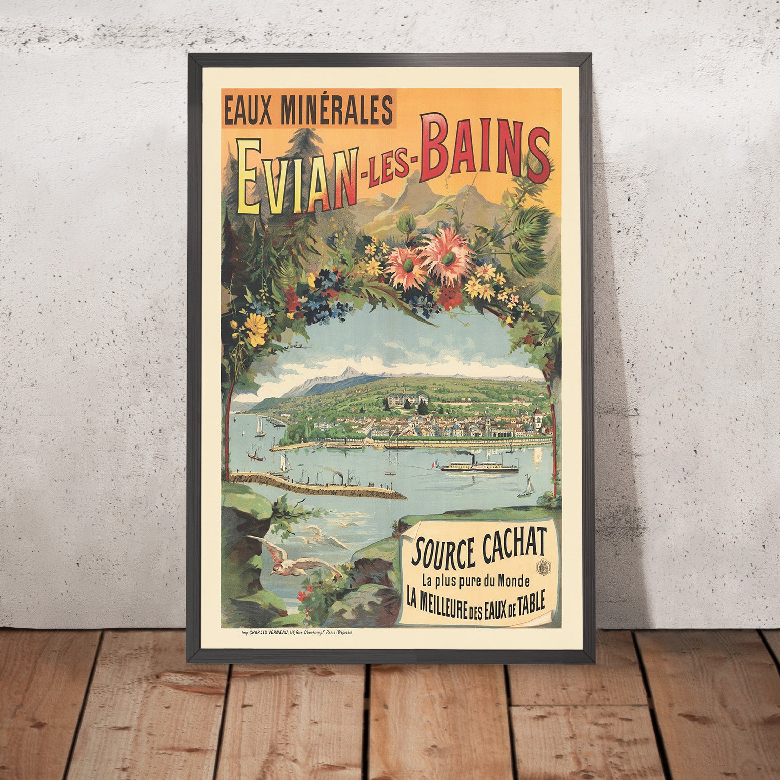 Evian-les-Bains Travel Poster: Eaux minérales by Imp. Charles Verneau ...