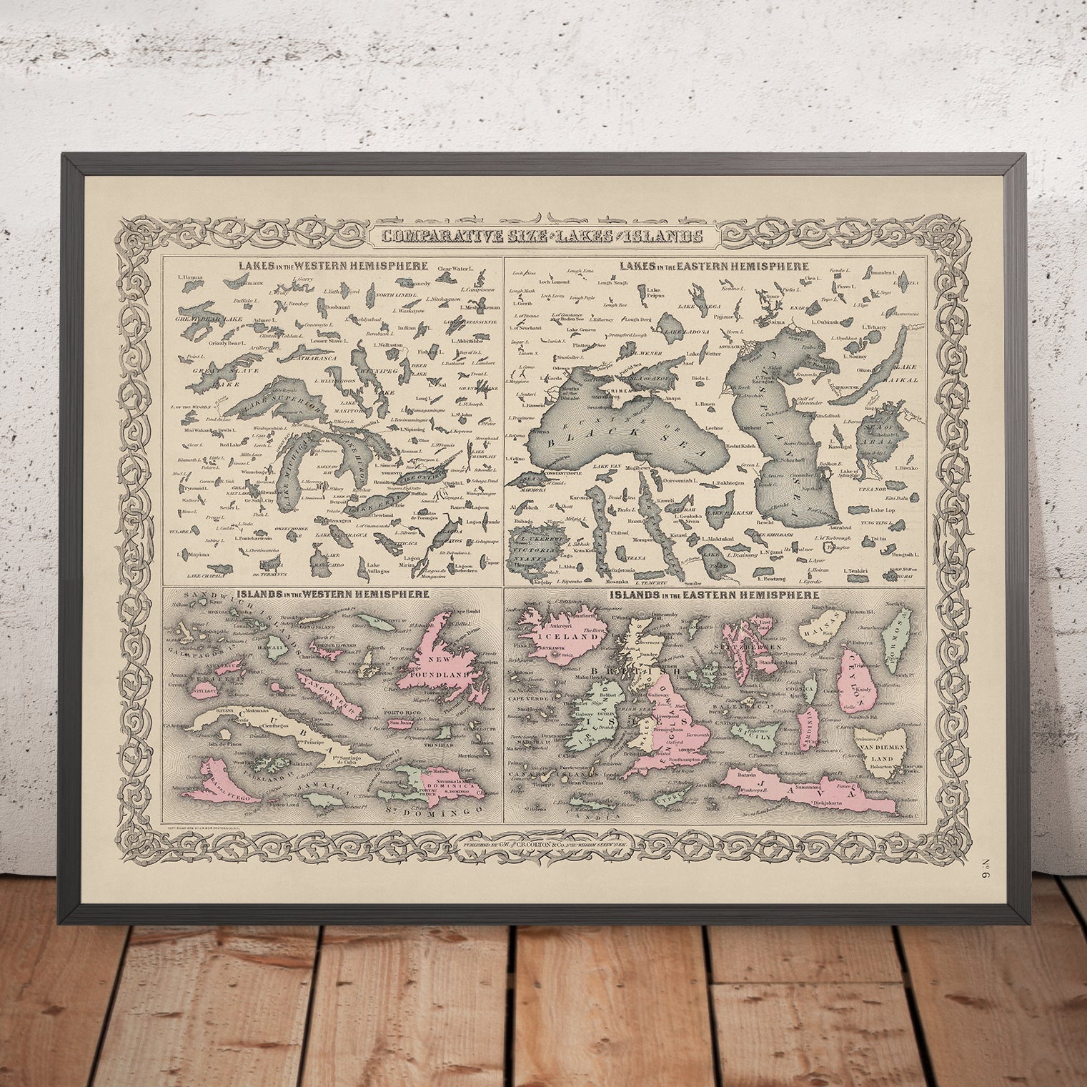 The Comparative Size of Lakes and Islands of the World, 1886: North ...