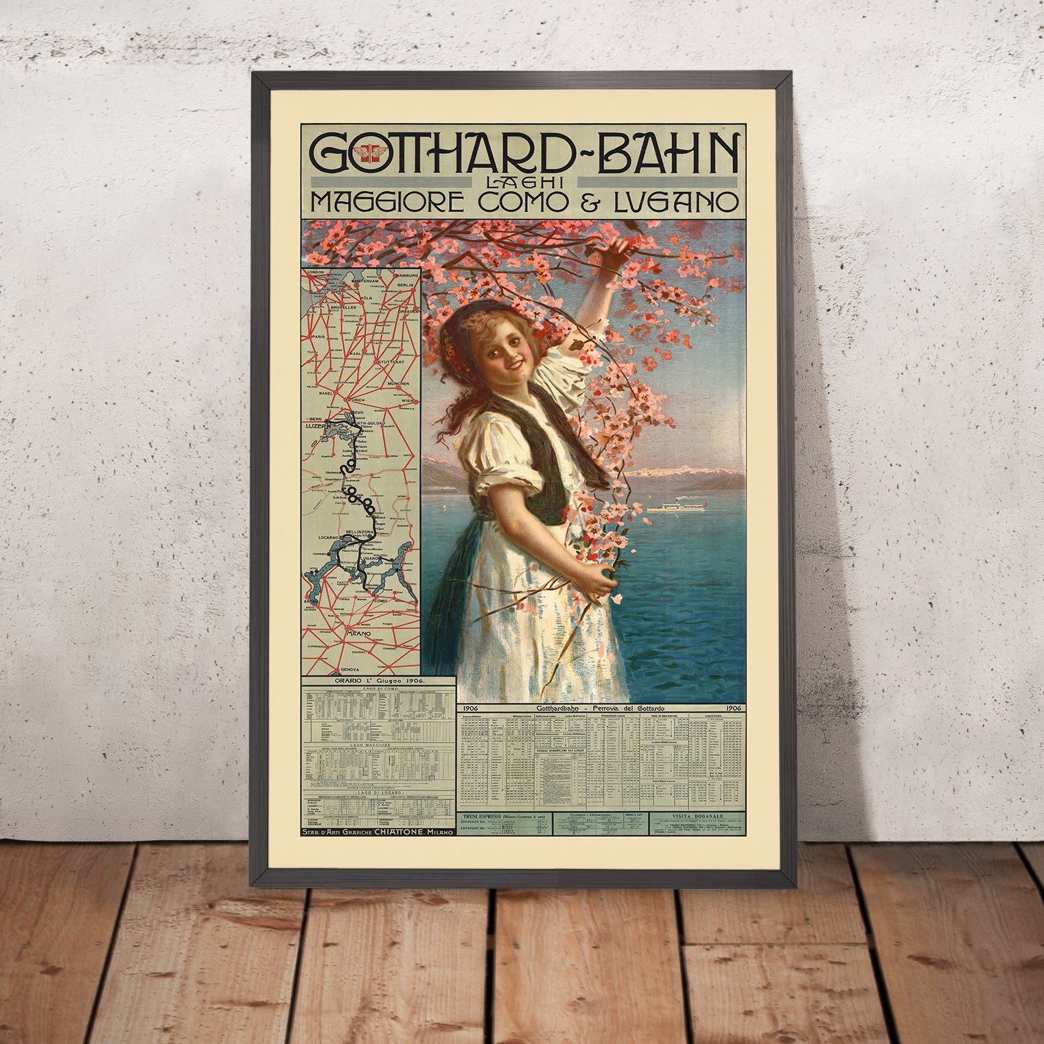 Lakes Maggiore, Como & Lugano Travel Poster: Gotthard-Bahn by Gabriele ...