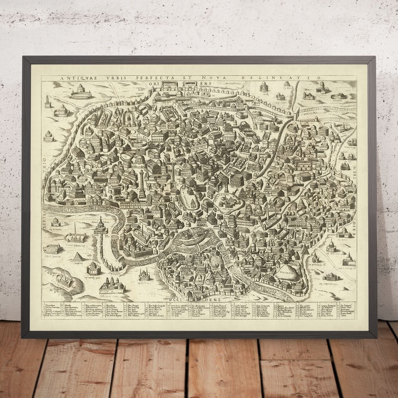 Old Pictorial Map of Rome, 1600: Colosseum, Circus Maximus, Pantheon ...