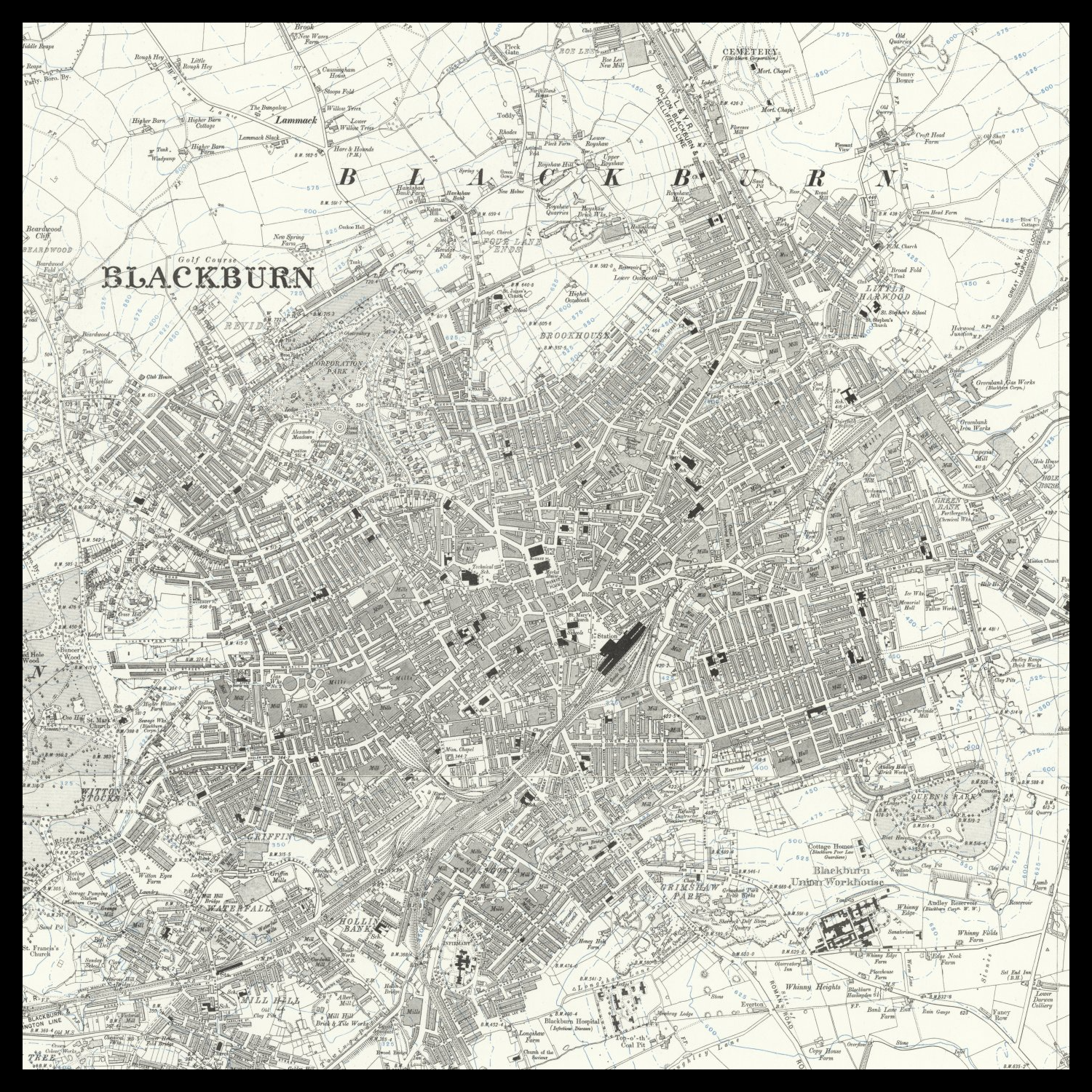 Personalised Old Map of Blackburn – The Unique Maps Co.