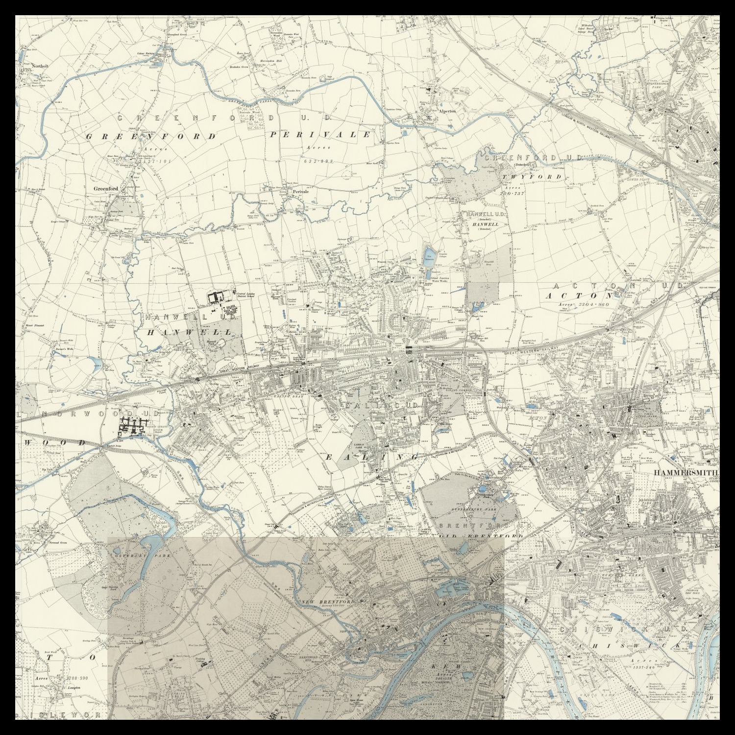 Personalised Old Map of Ealing – The Unique Maps Co.