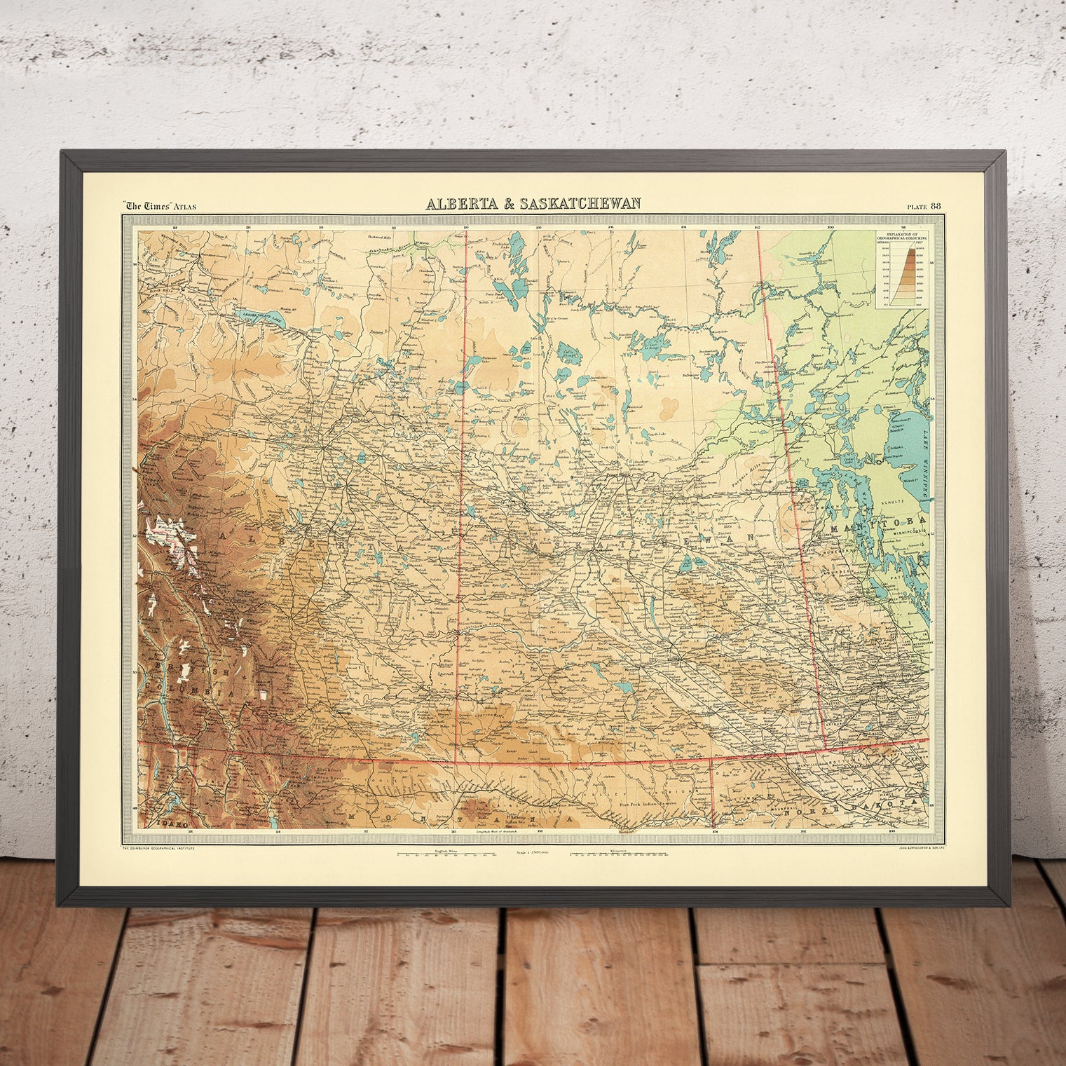 Old Map of Alberta & Saskatchewan by Bartholomew, 1922: Calgary, Edmon ...