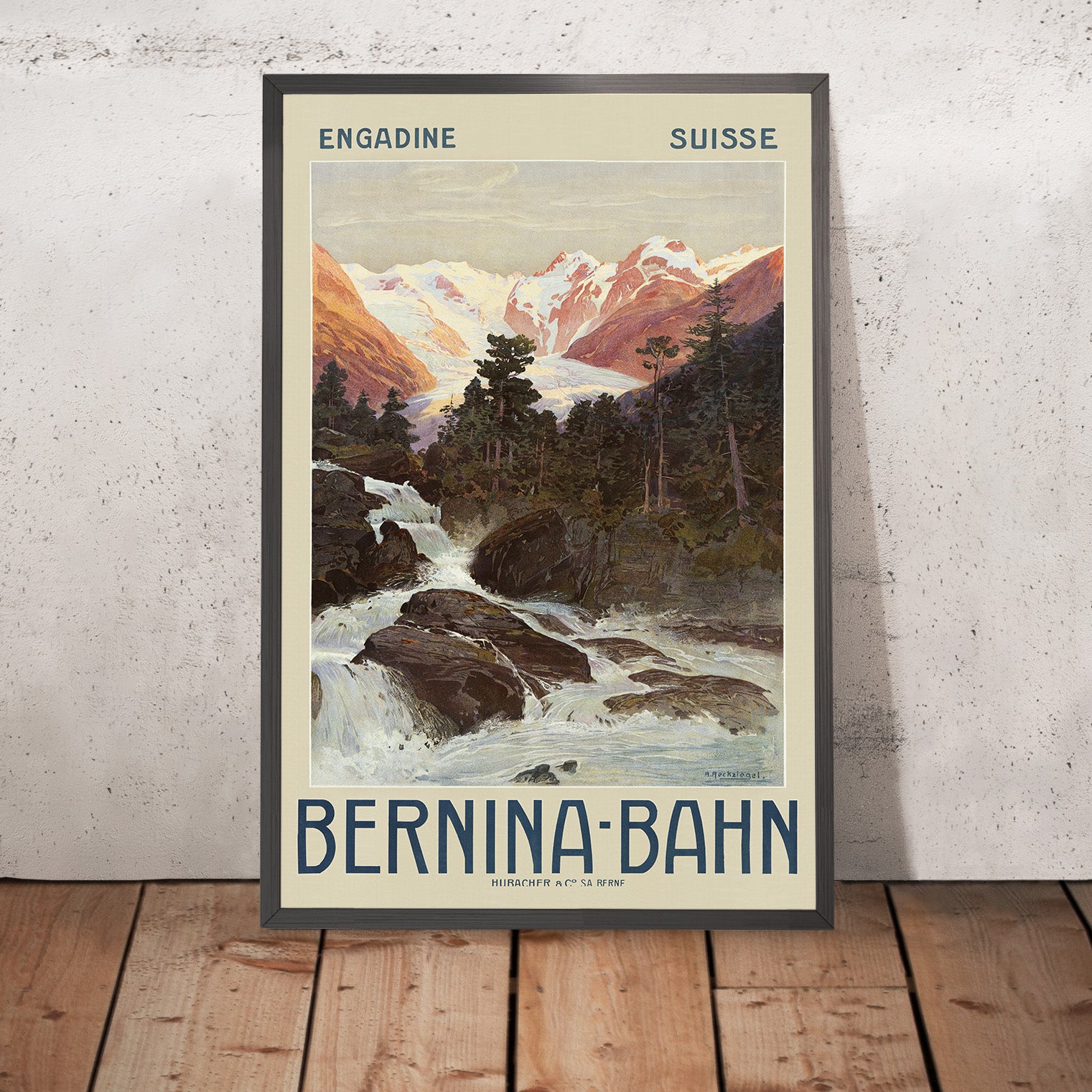 Engadin, Switzerland Travel Poster: Bernina-Bahn by Anton Reckziegel ...