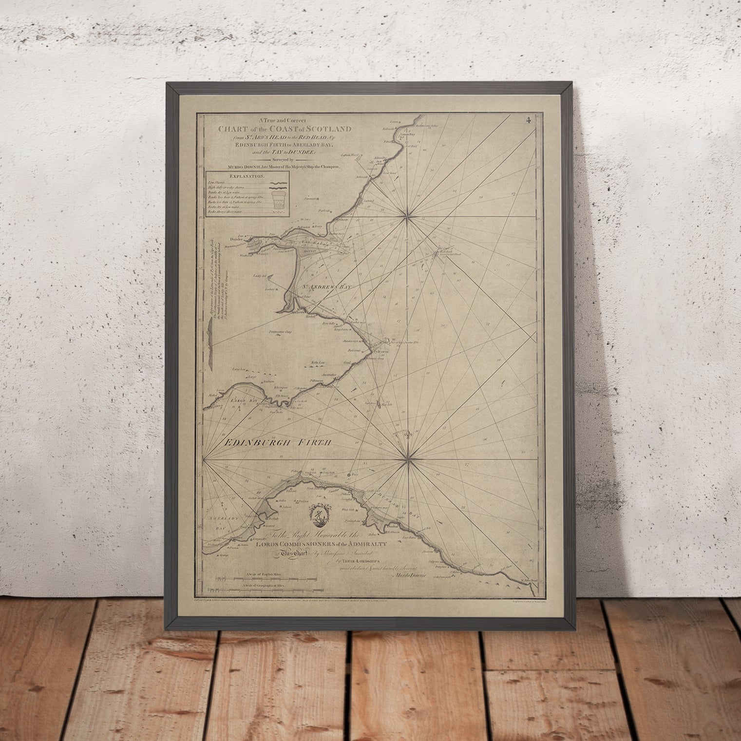 Old Edinburgh and Dundee Coast Nautical Chart by Downie, 1792: Edinbur ...