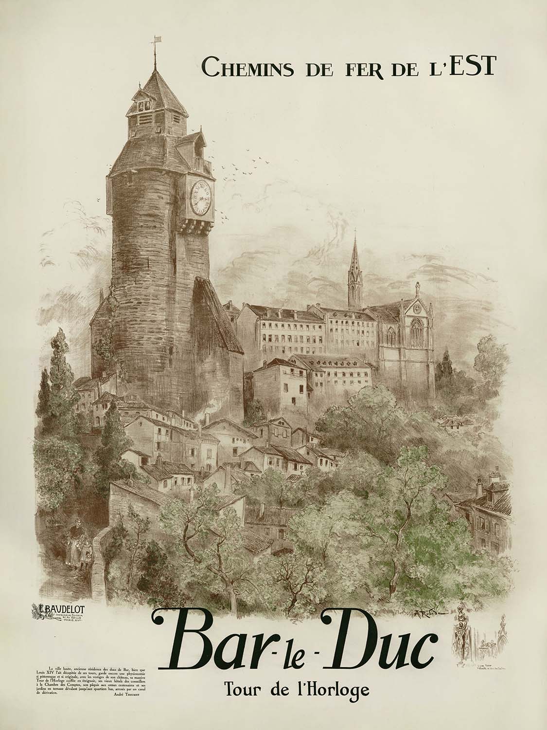 Bar-le-Duc Travel Poster: Tour de l’Horloge by Albert Robida – The ...