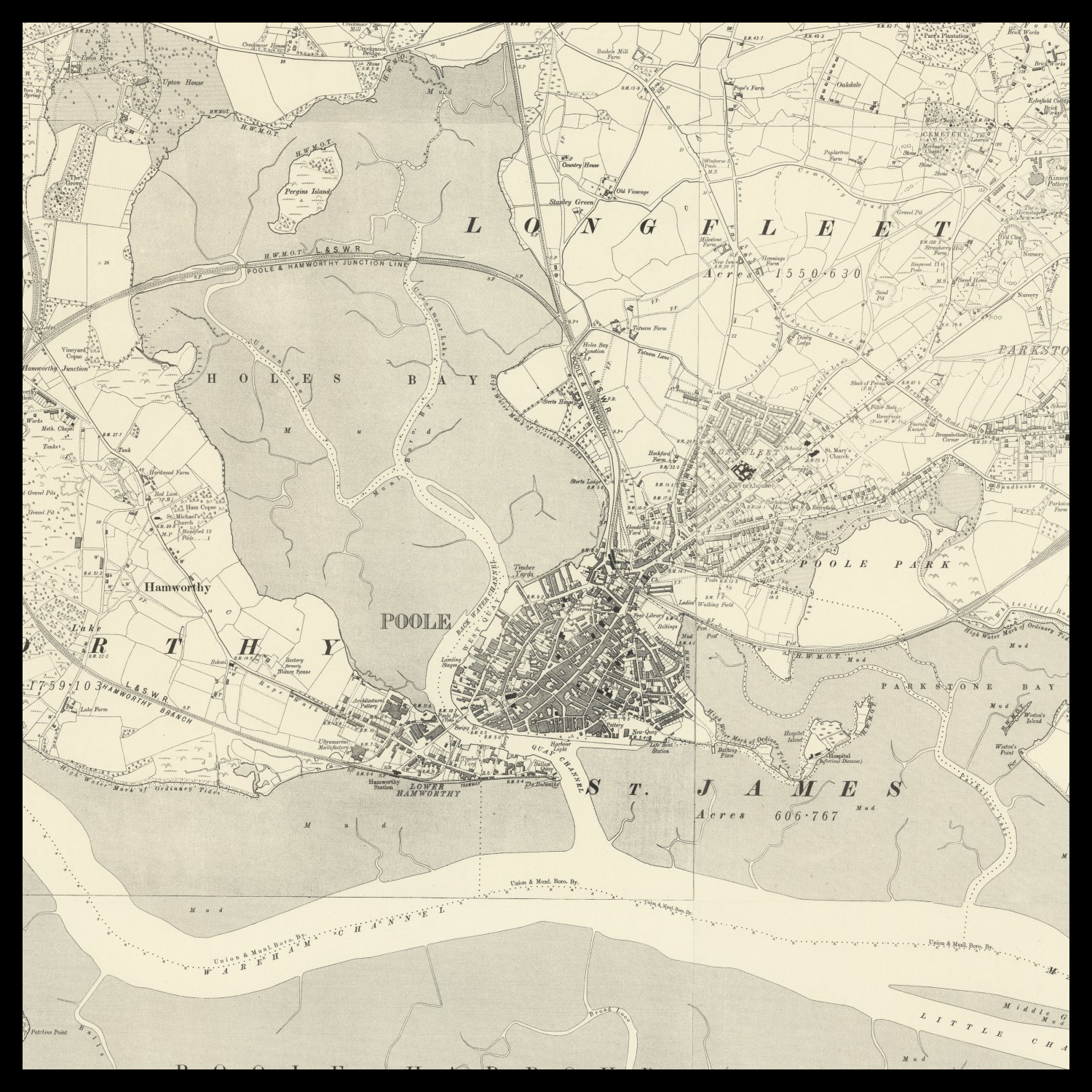 Personalised Old Map of Poole – The Unique Maps Co.