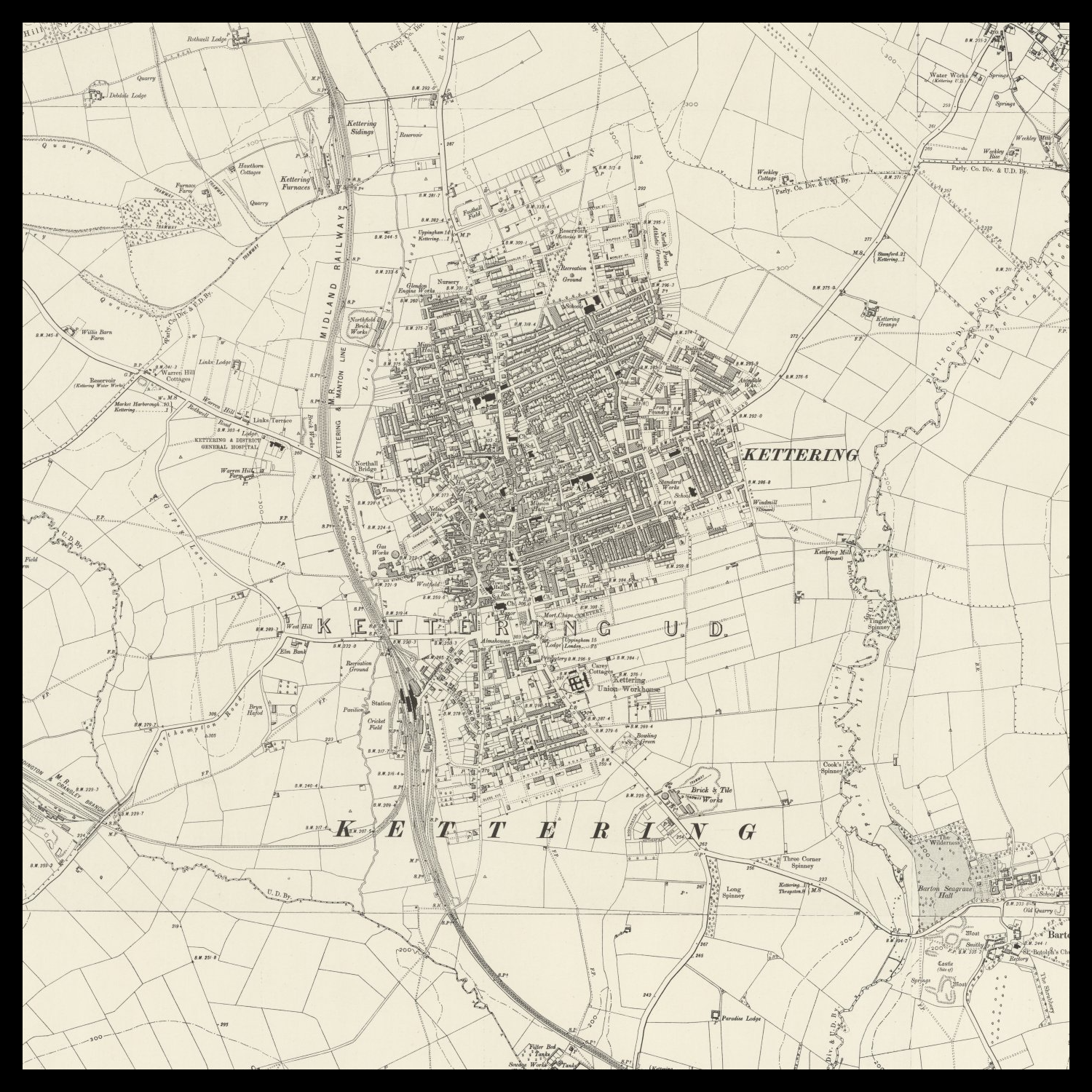 Personalised Old Map of Kettering – The Unique Maps Co.