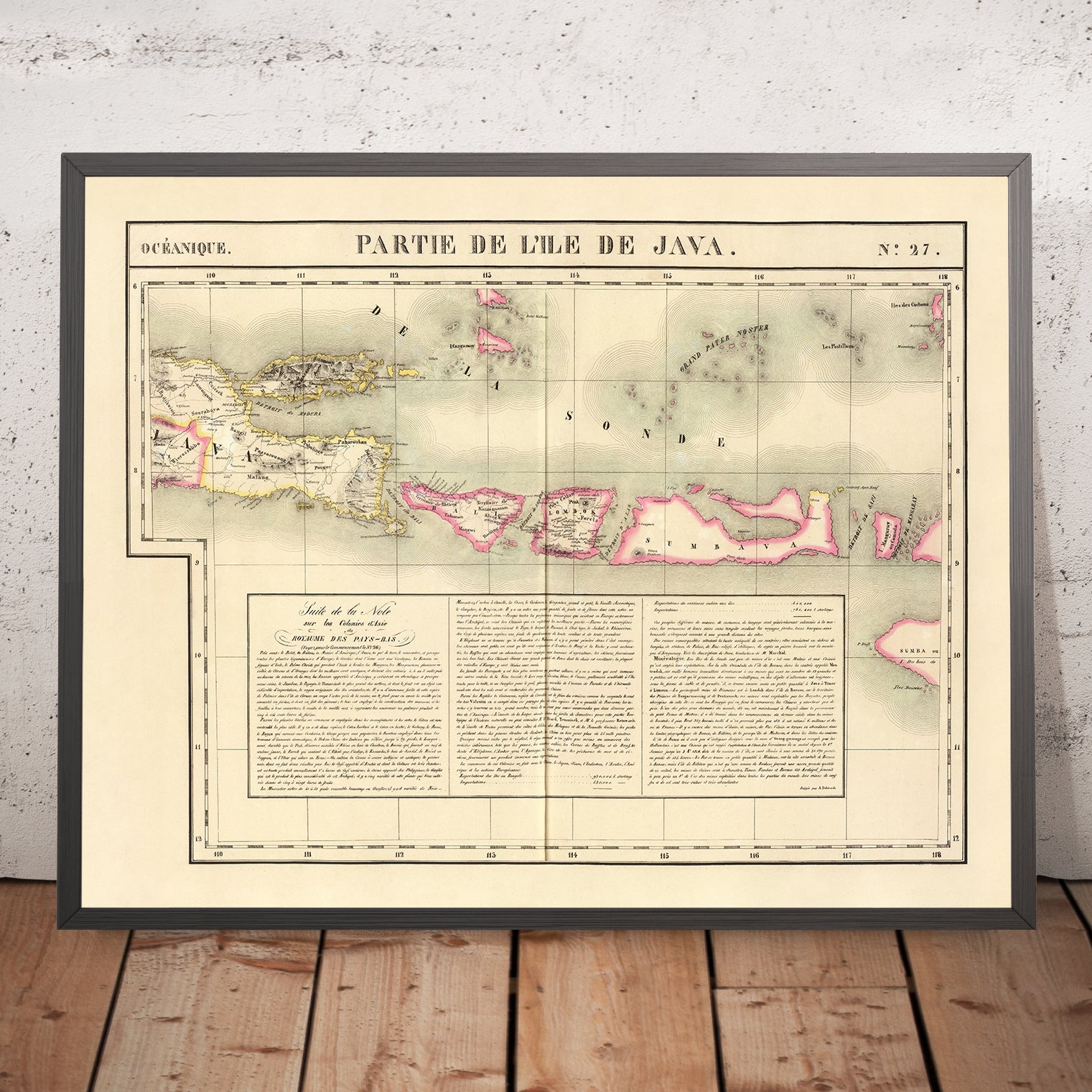 Old Map of Bali, Lombok, Komodo, Sumbawa and Part of Java by Delavault ...