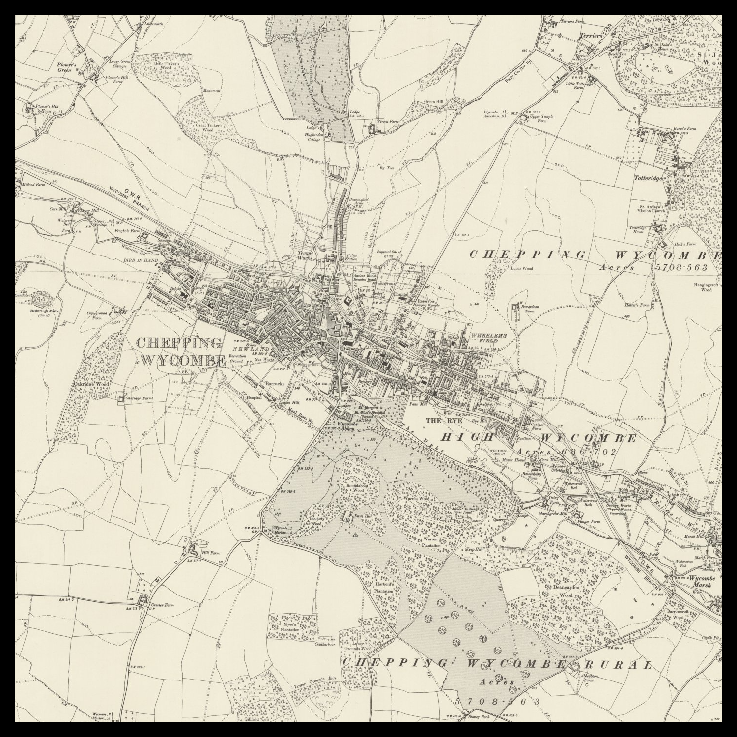 Personalised Old Map of High Wycombe – The Unique Maps Co.