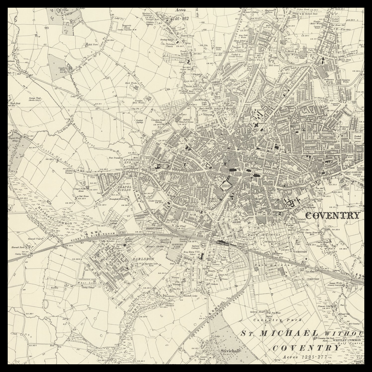 Personalised Old Map of Coventry – The Unique Maps Co.