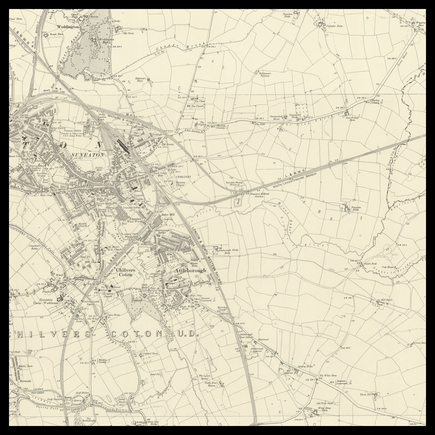 Personalised Old Map of Hinckley – The Unique Maps Co.